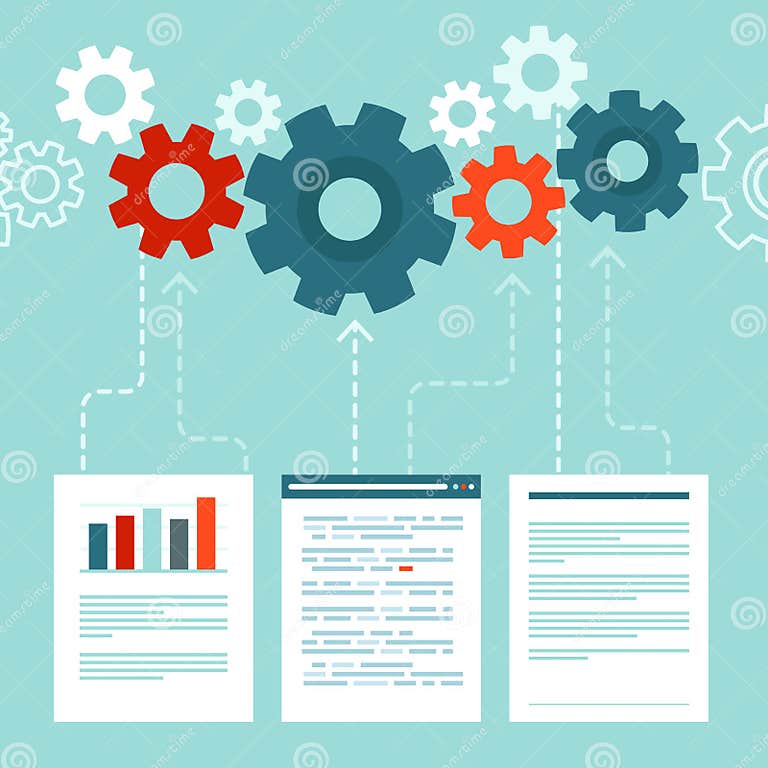 Vector Data Processing Concept in Flat Style Stock Vector ...
