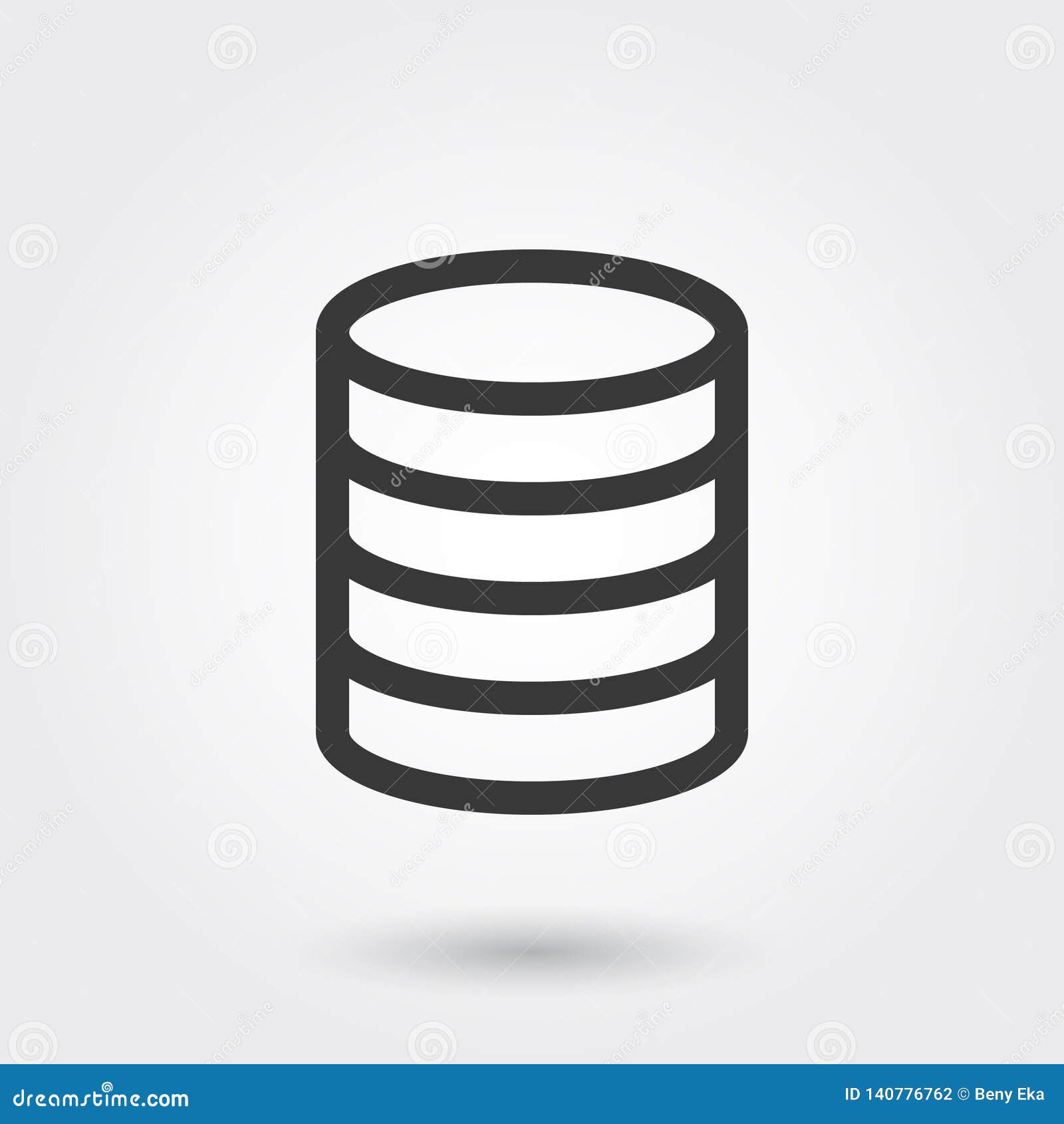 Vector, Database Business, Line Icon with Shadow Stock Vector ...