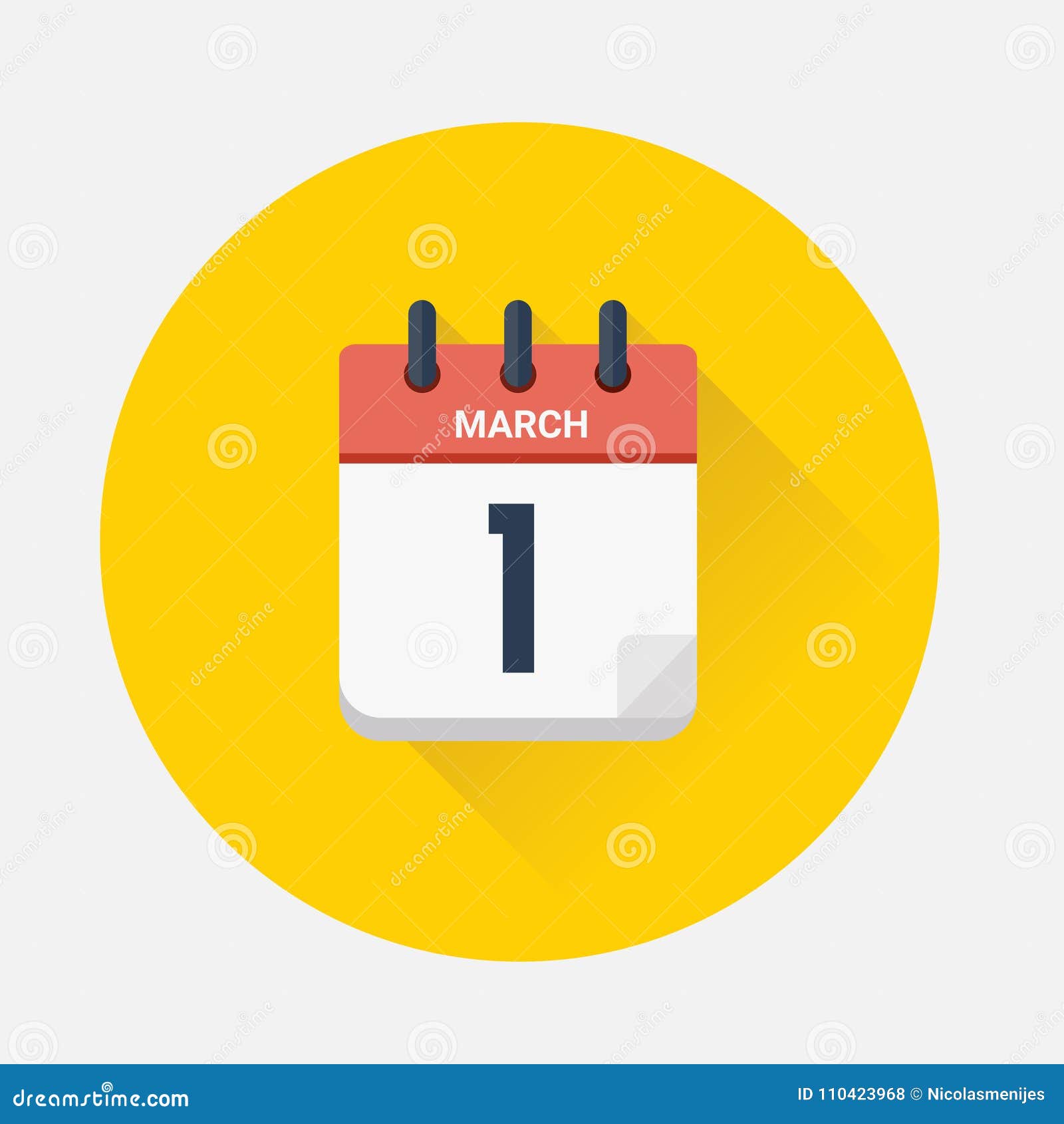 Vector of Day Calendar with Date March 1st, 2018 Stock Illustration ...