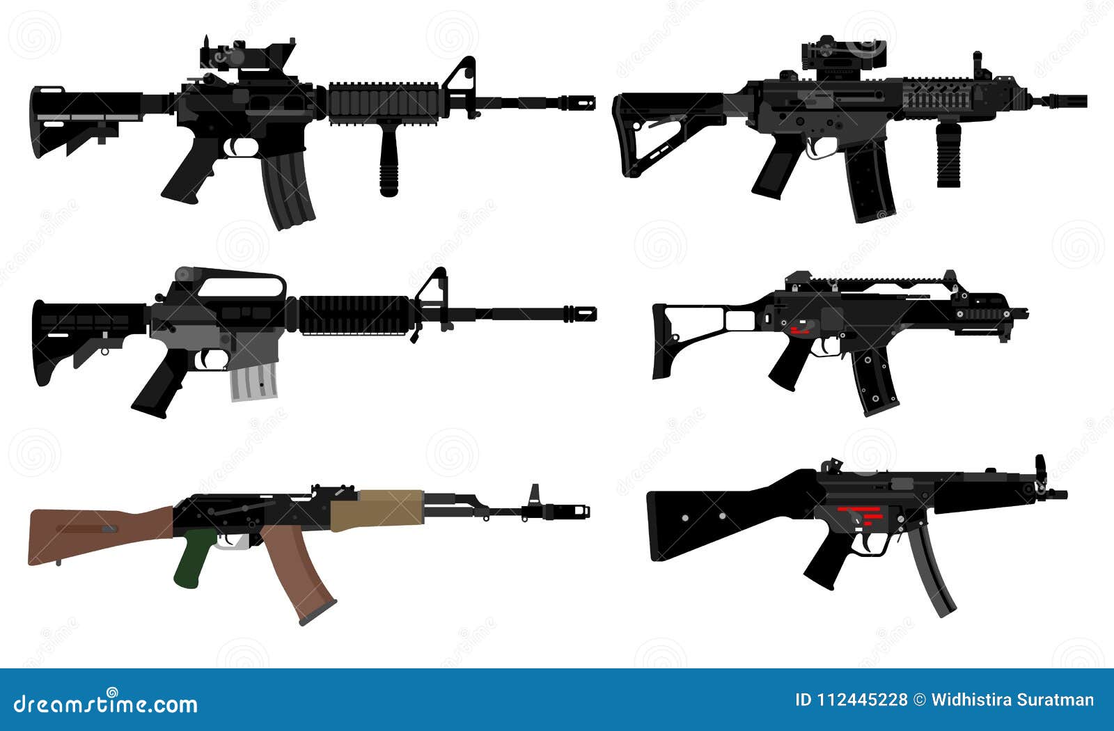 Vector De Armas Automáticas Ilustración del Vector - Ilustración de ...