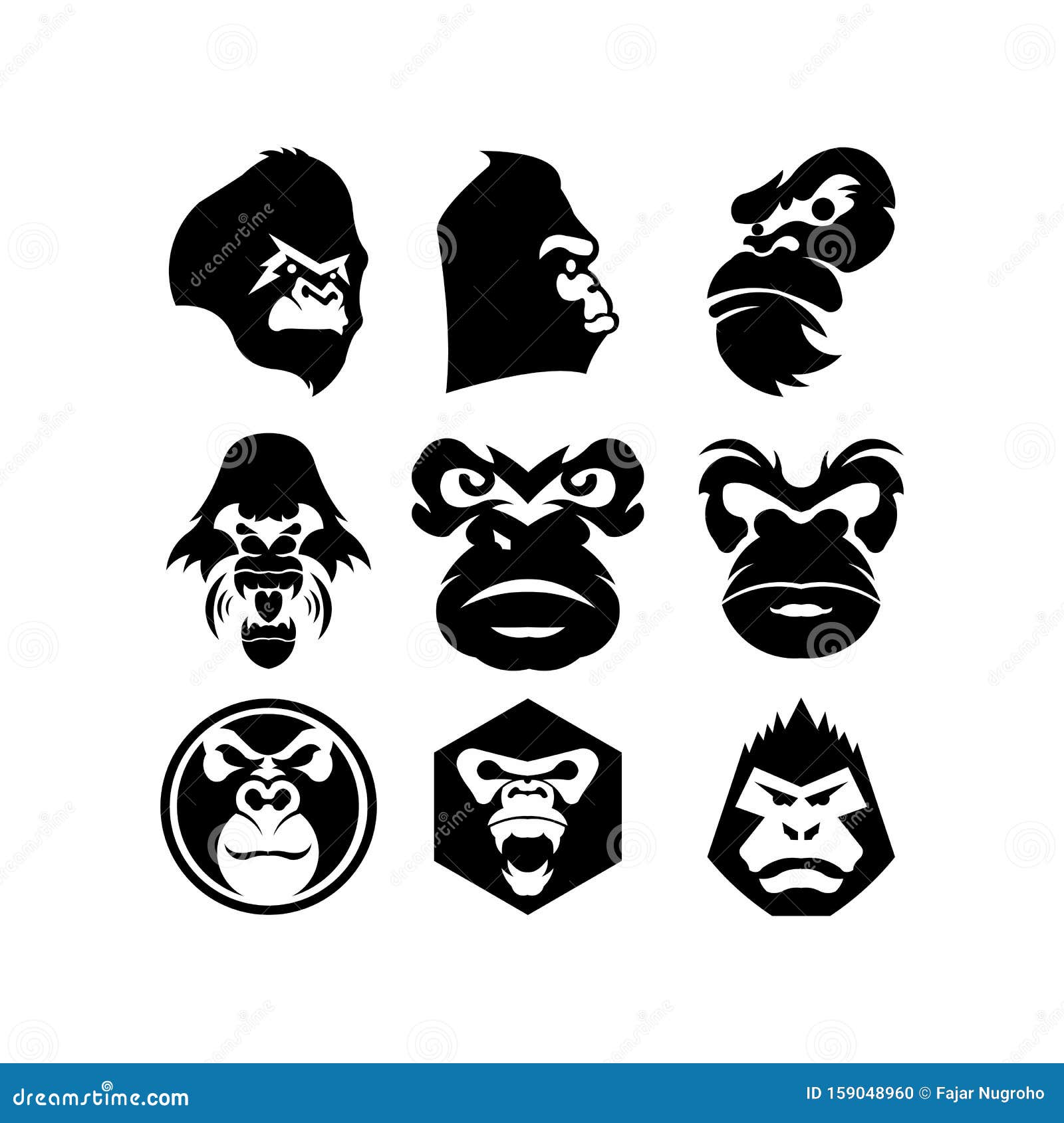 Vector De Cabeza De Gorila, Vector De Cabeza De Mono, Logo De Cara De ...