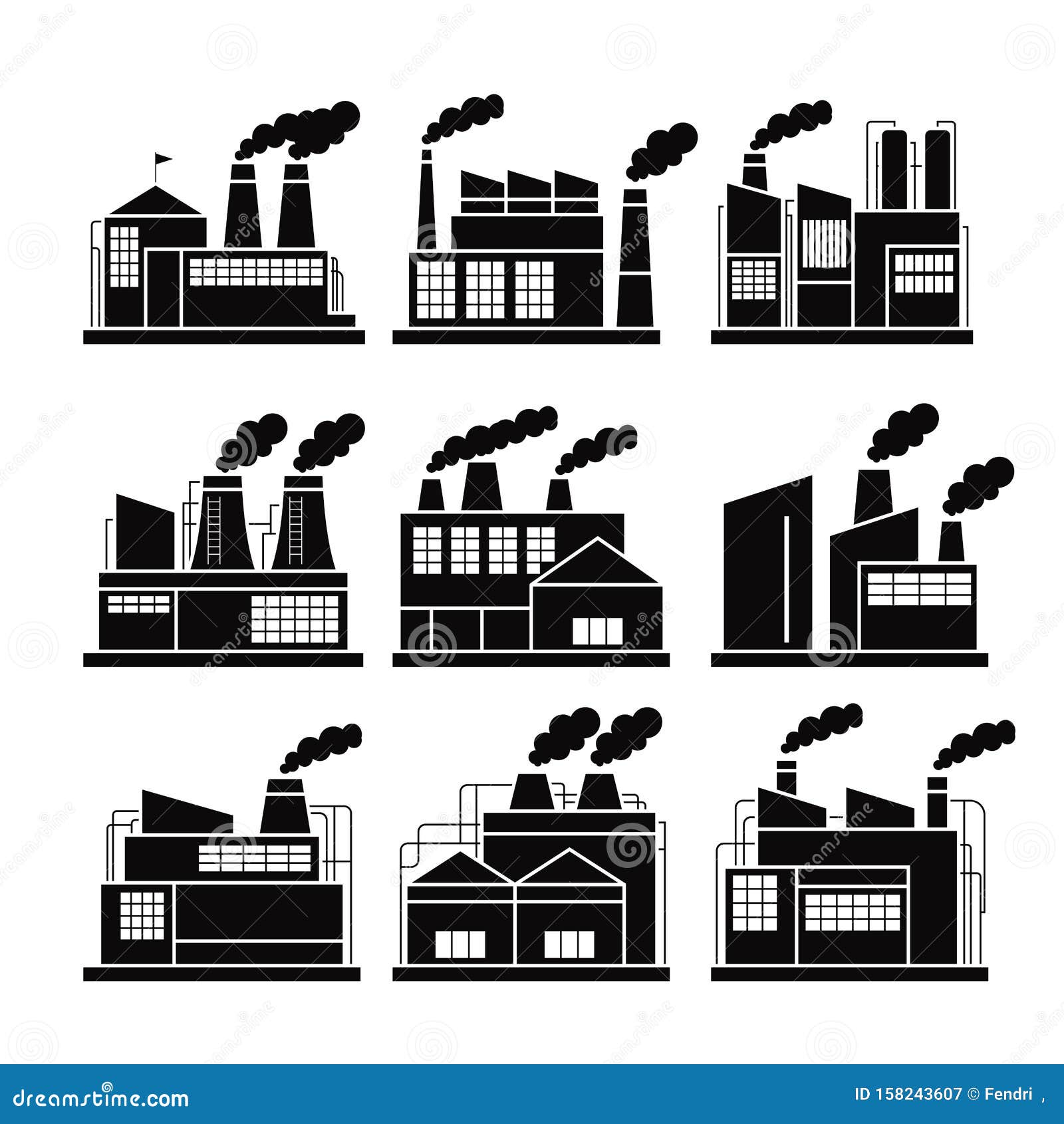 VECTOR DE EDIFICIOS INDUSTRIALES Ilustración del Vector - Ilustración de departamento, conjunto ...