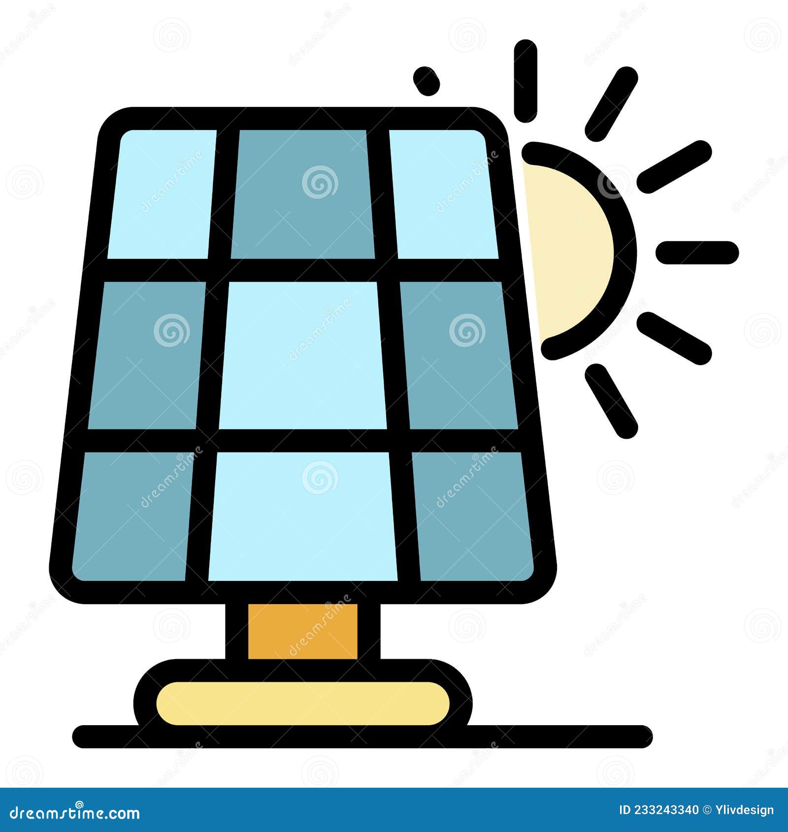 Vector De Esquema De Color Del Panel Solar Ilustración del Vector ...