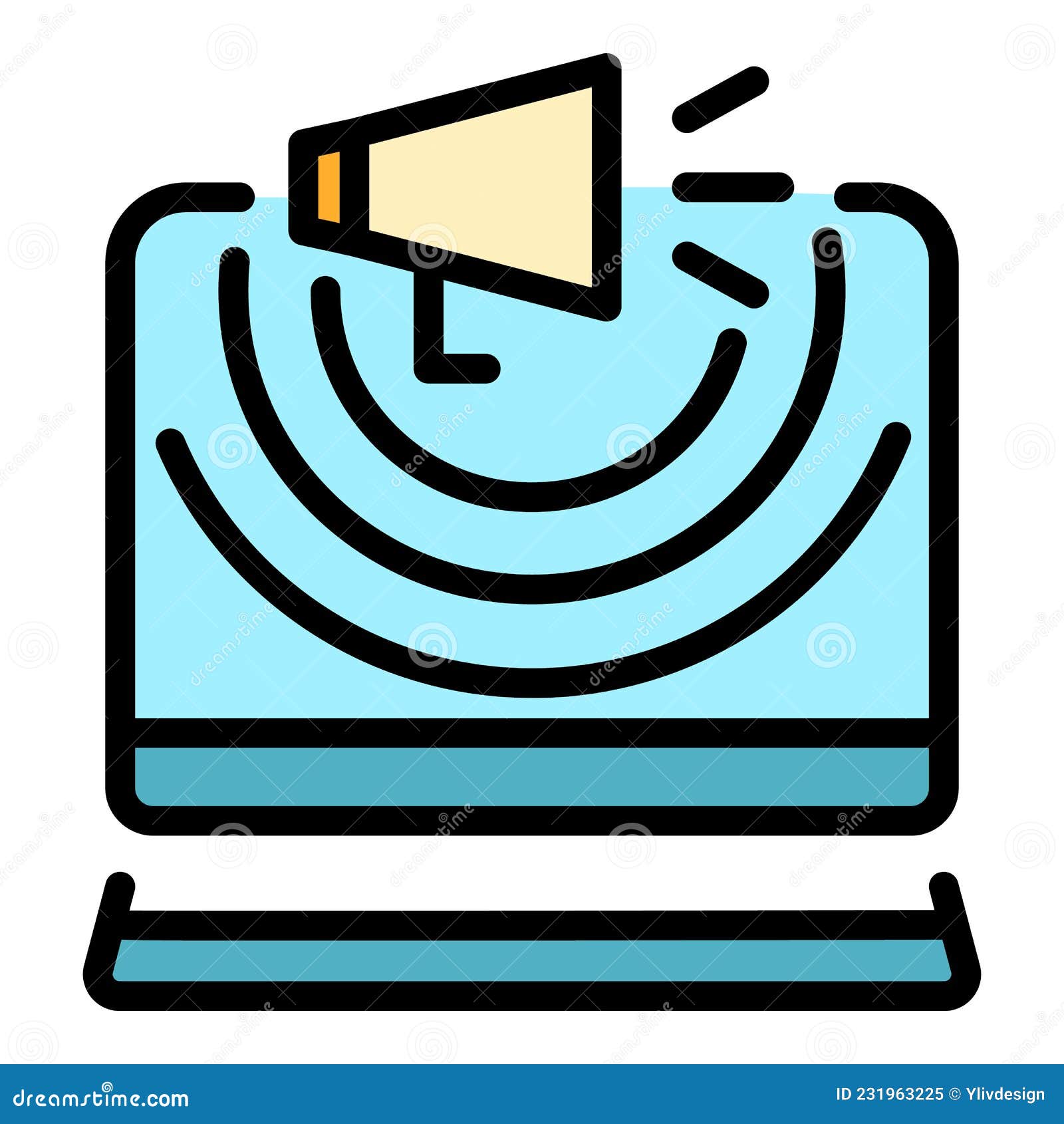 Vector De Esquema De Color De Icono Digital De Marketing Ilustración ...