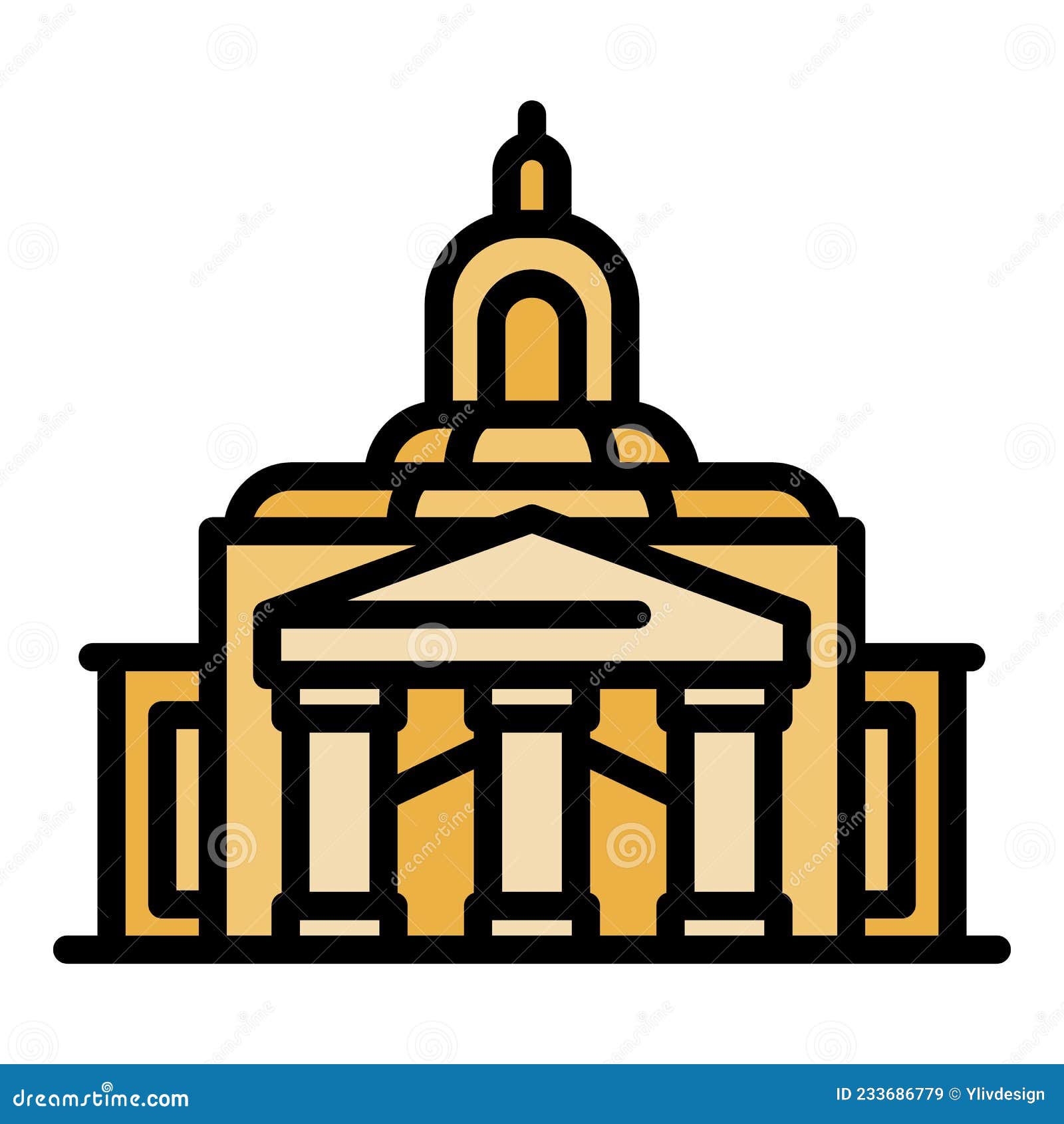 Vector De Esquema De Color De Icono De Gobierno Ilustración del Vector ...