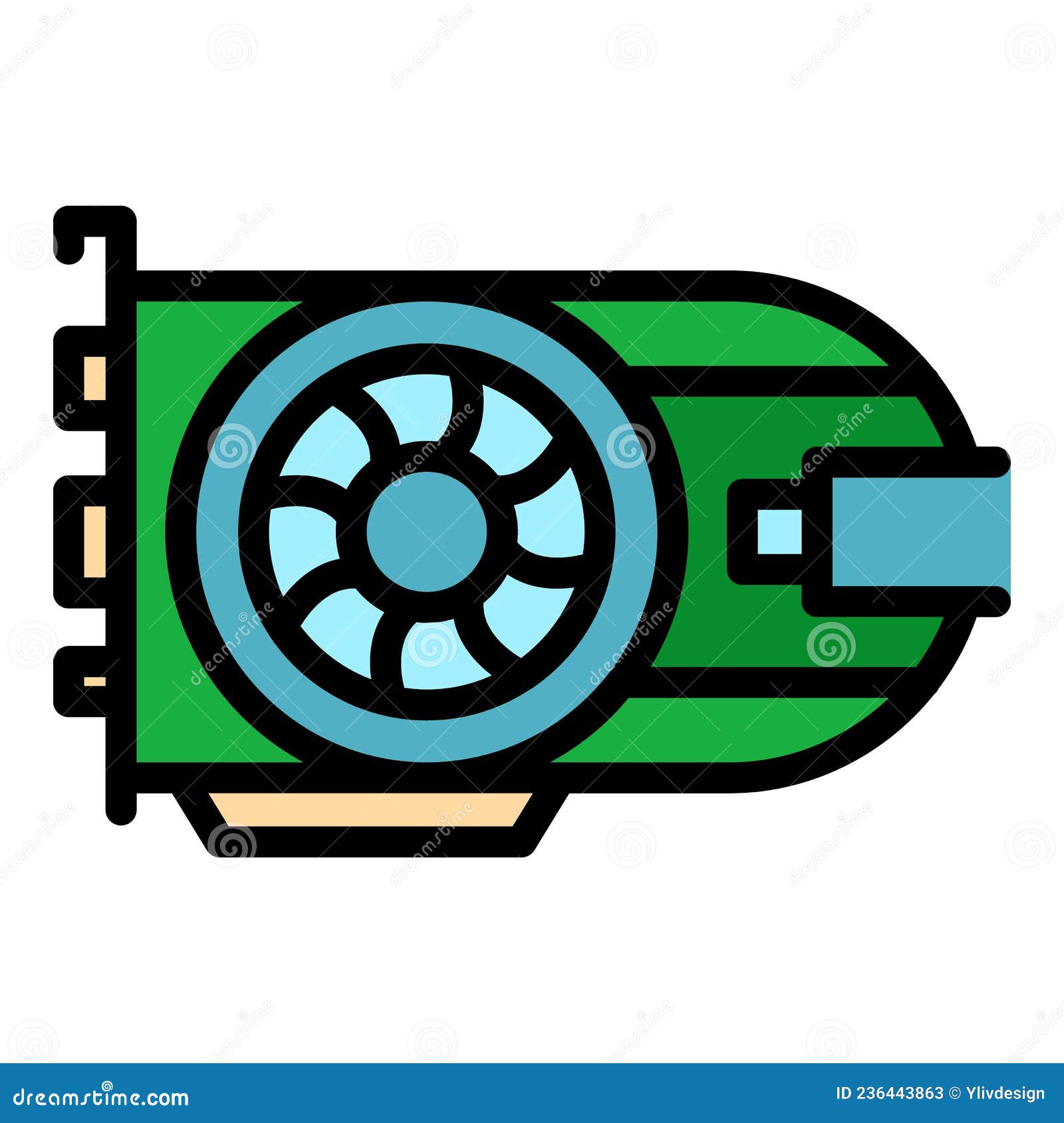 Vector De Esquema De Color De Icono De Gpu Integrado Ilustración del ...