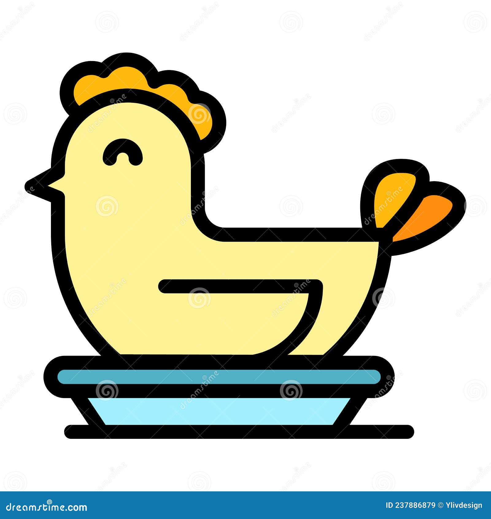 Vector De Esquema De Color De Icono De Pollo Ilustración del Vector ...