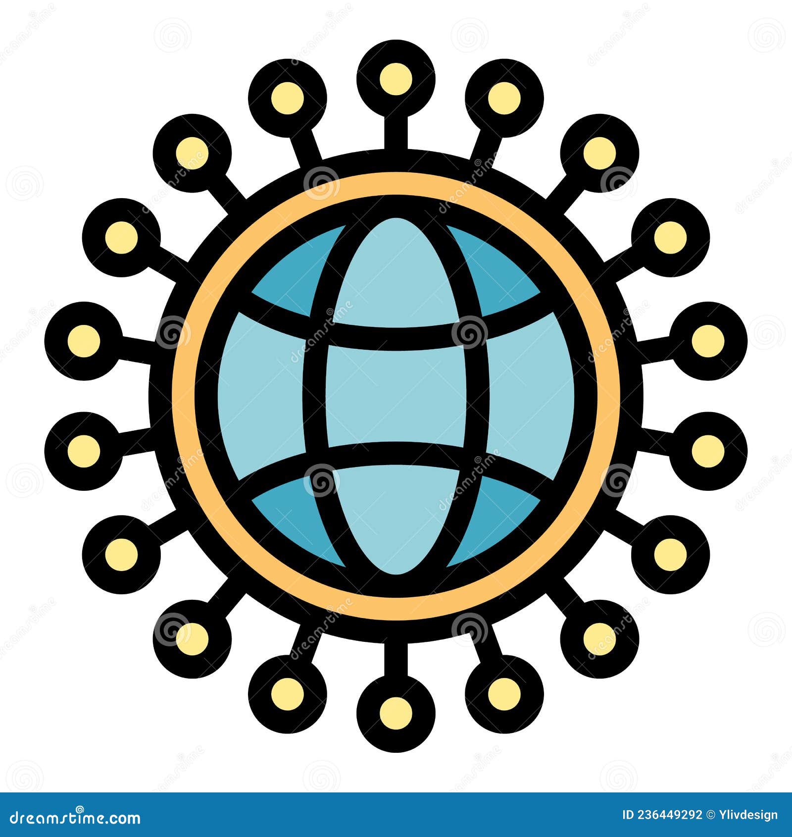 Vector De Esquema De Color De Icono De Red Global Diversa Ilustración ...