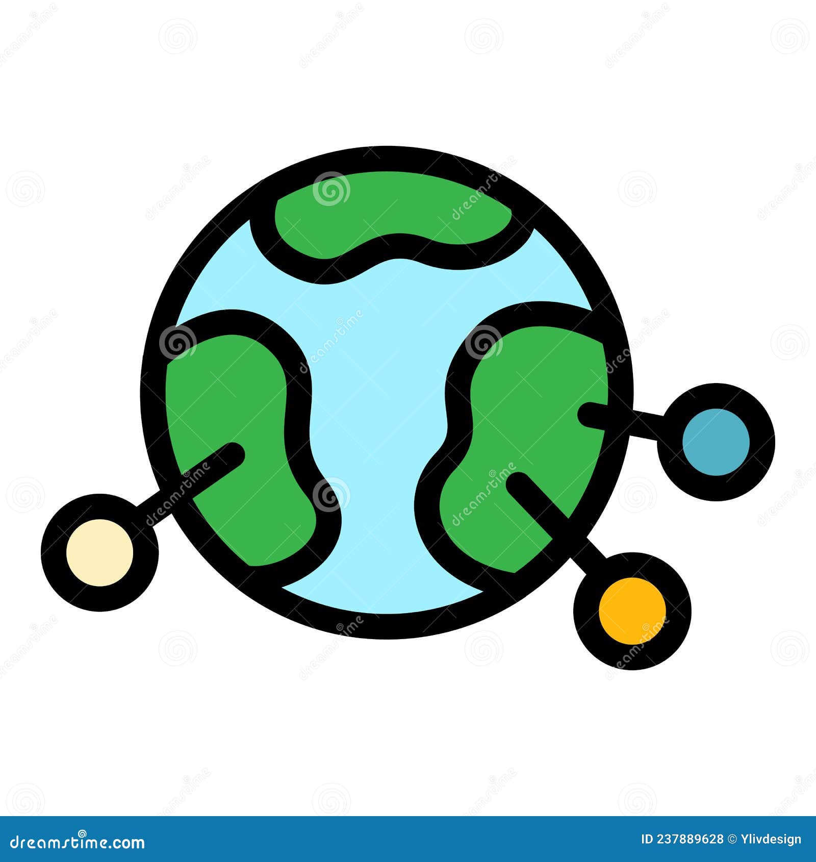 Vector De Esquema De Color De Icono De Red Global Ilustración del ...