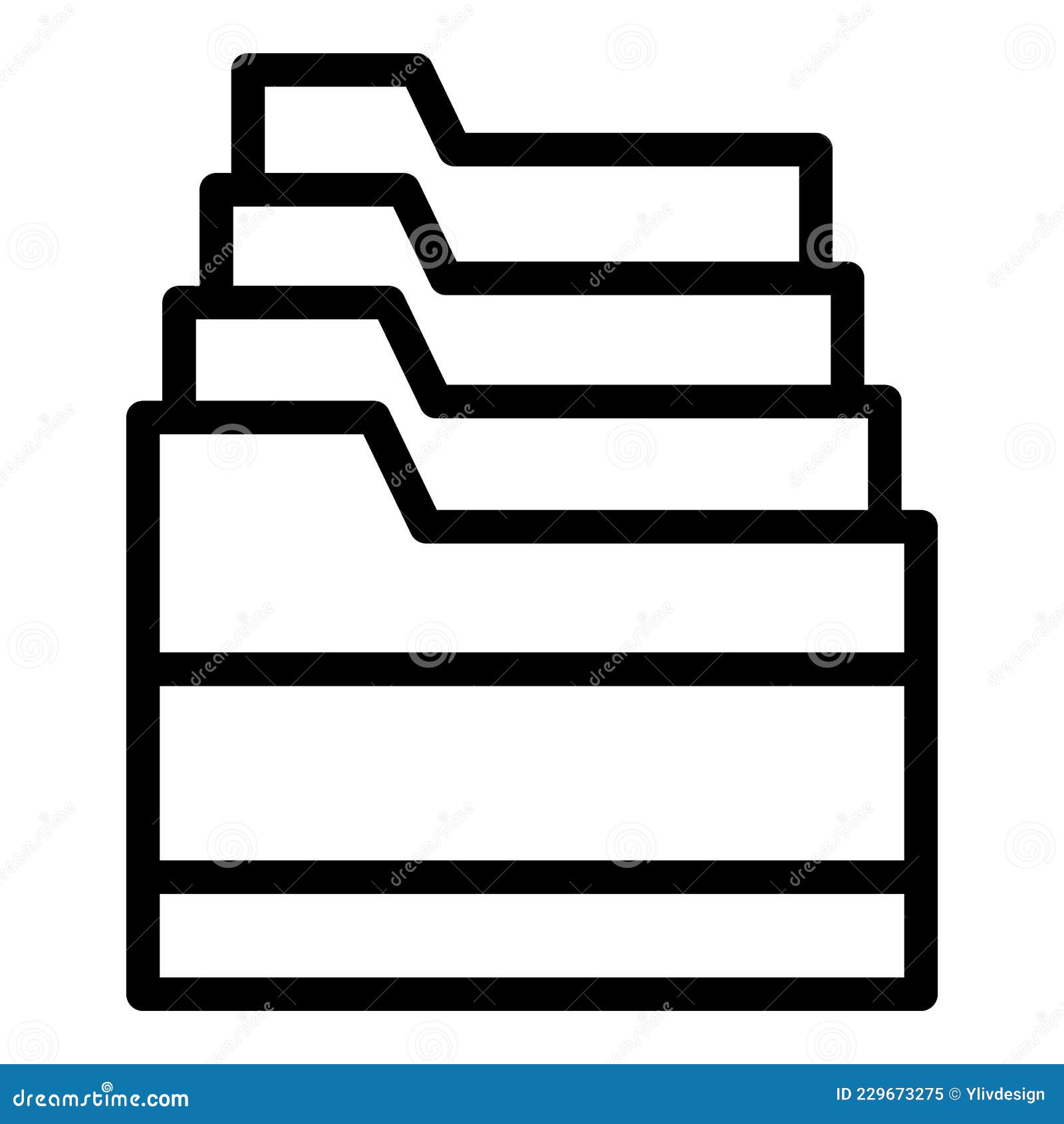 Vector De Esquema De Icono De Pila De Carpetas. Documento De Archivo ...