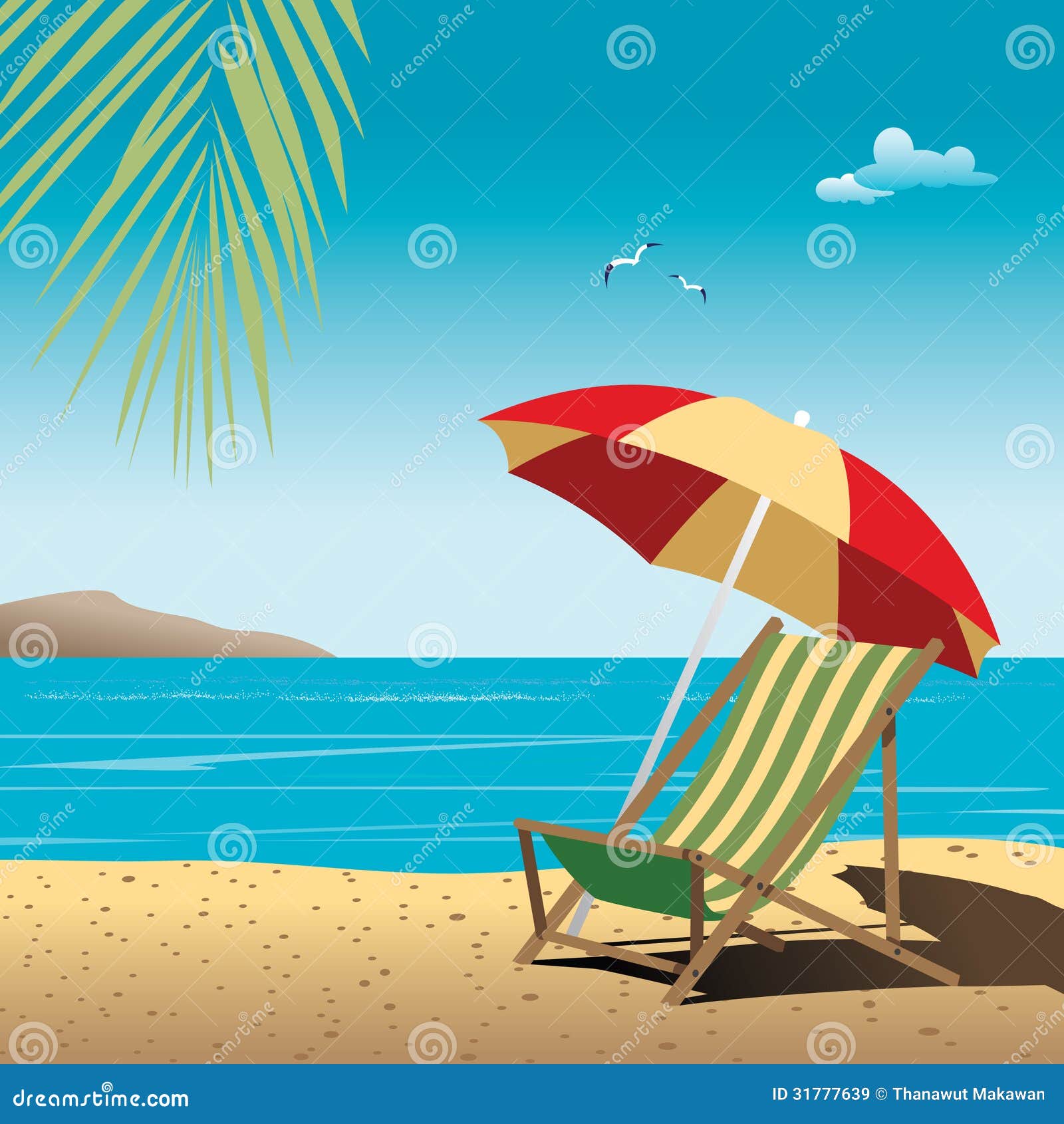 Vector de la playa ilustración del vector. Ilustración de océano - 31777639