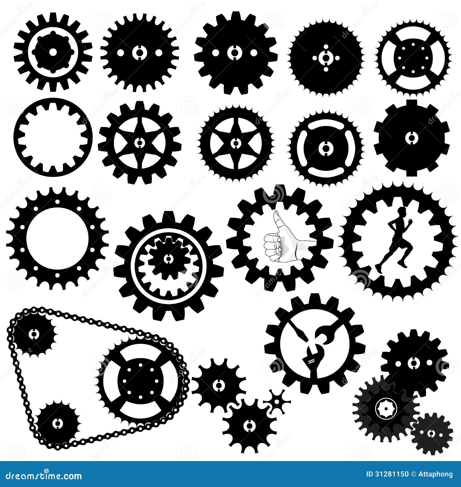 Vector De La Silueta De Los Engranajes Ilustración del Vector ...