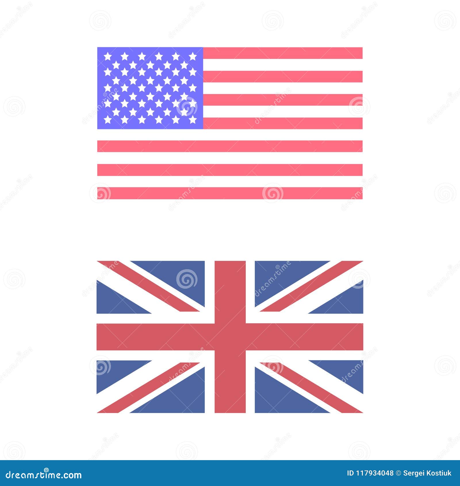 Vector De Las Banderas Los E.E.U.U. Y De Inglaterra Ilustración del ...