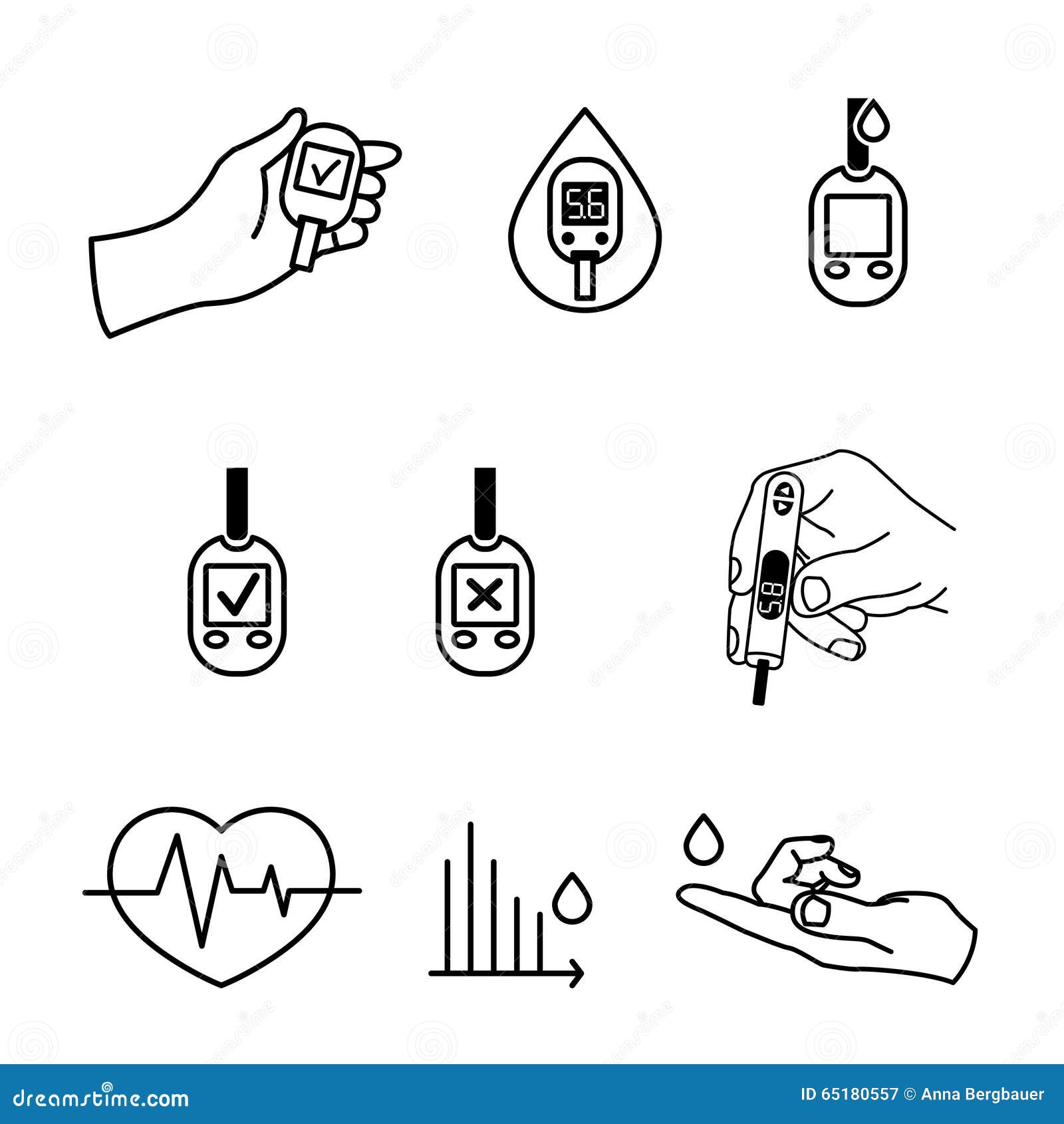 Vector De Los Iconos De La Diabetes Ilustración del Vector - Imagen ...