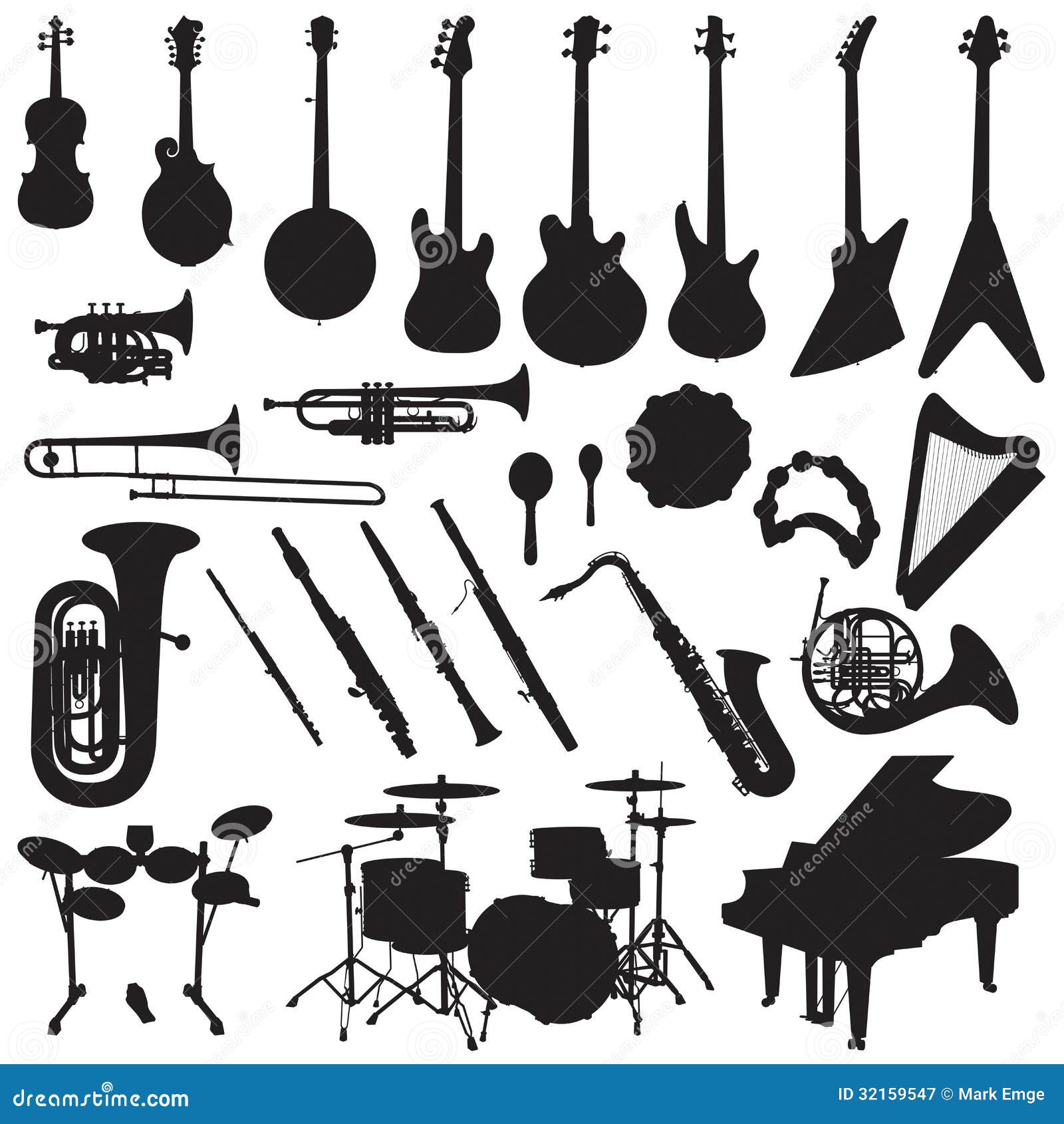 Vector De Los Instrumentos Musicales Ilustración del Vector ...