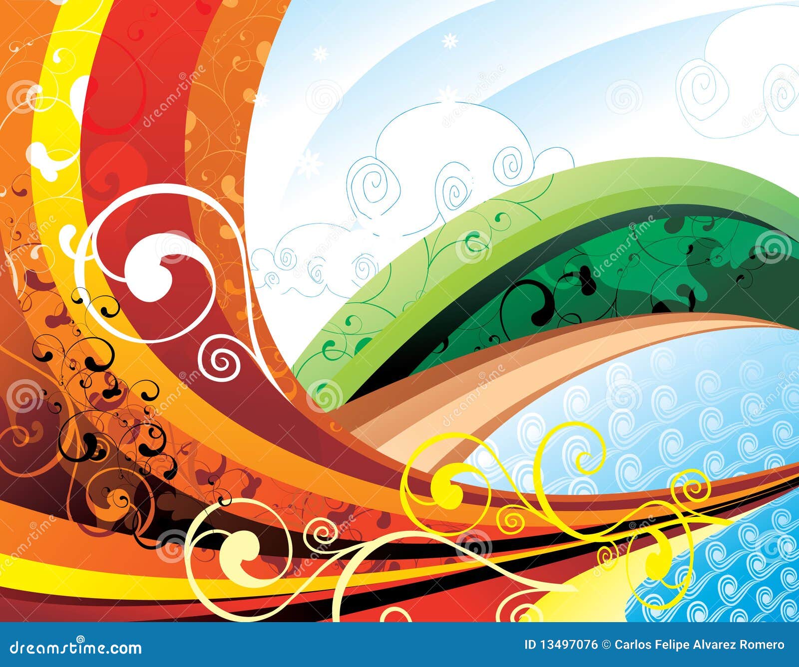 Vector de ondas del color ilustración del vector. Ilustración de ...