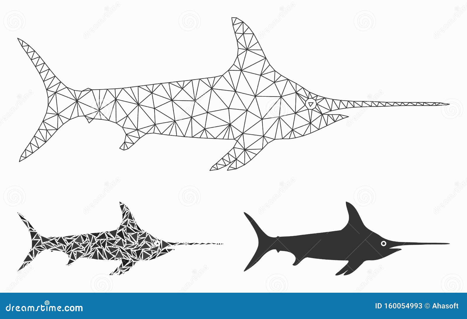 Vector De Pez Espada Modelo 2D Malla E Icono De Mosaico Triangular ...