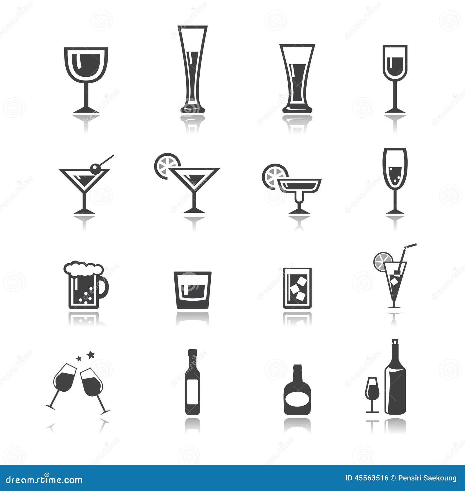 Vector De Reeks Van Het Drankpictogram Vector Illustratie ...
