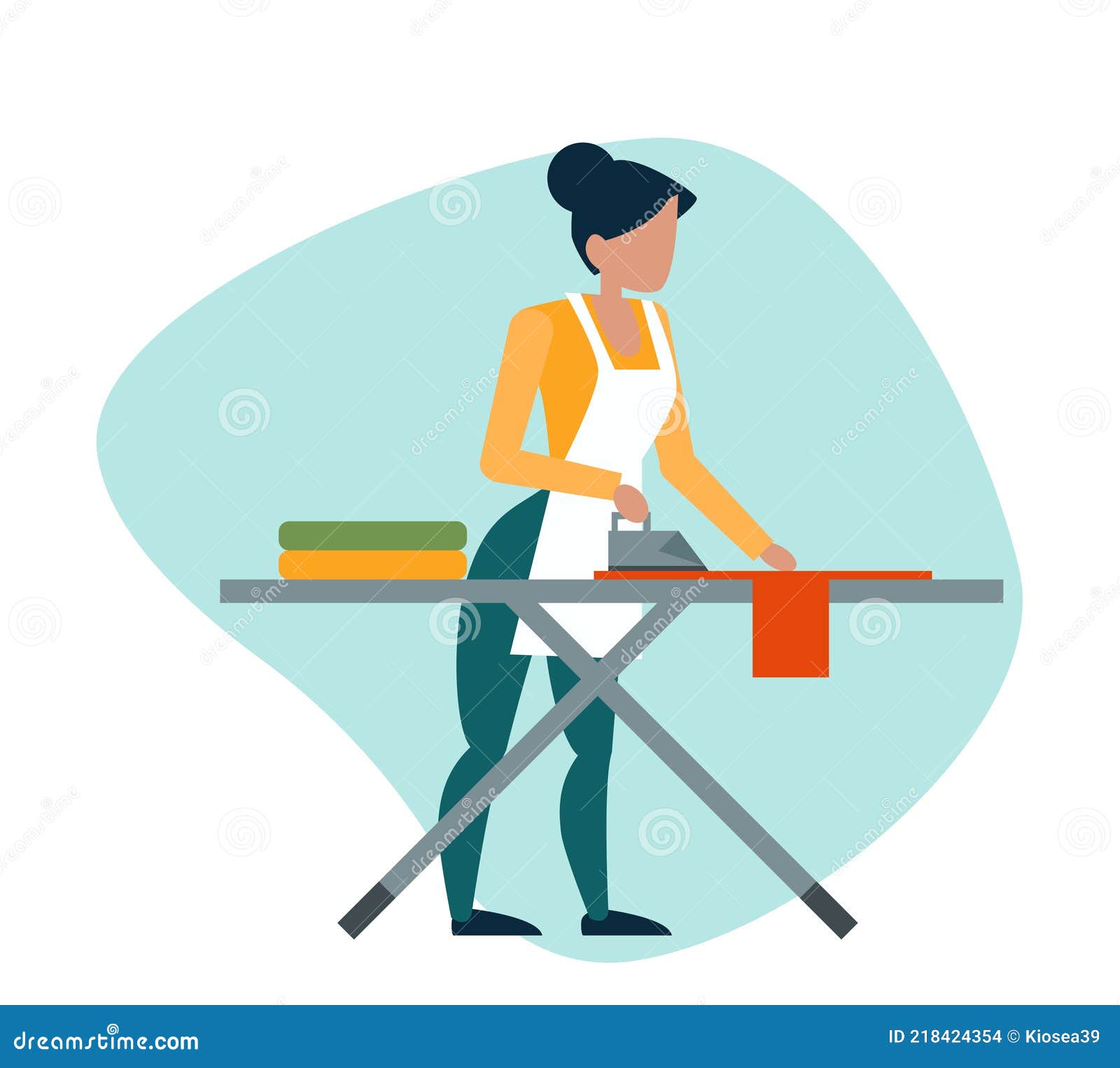 Vector De Una Mujer Que Plancha Ropa En Una Tabla De Planchar ...