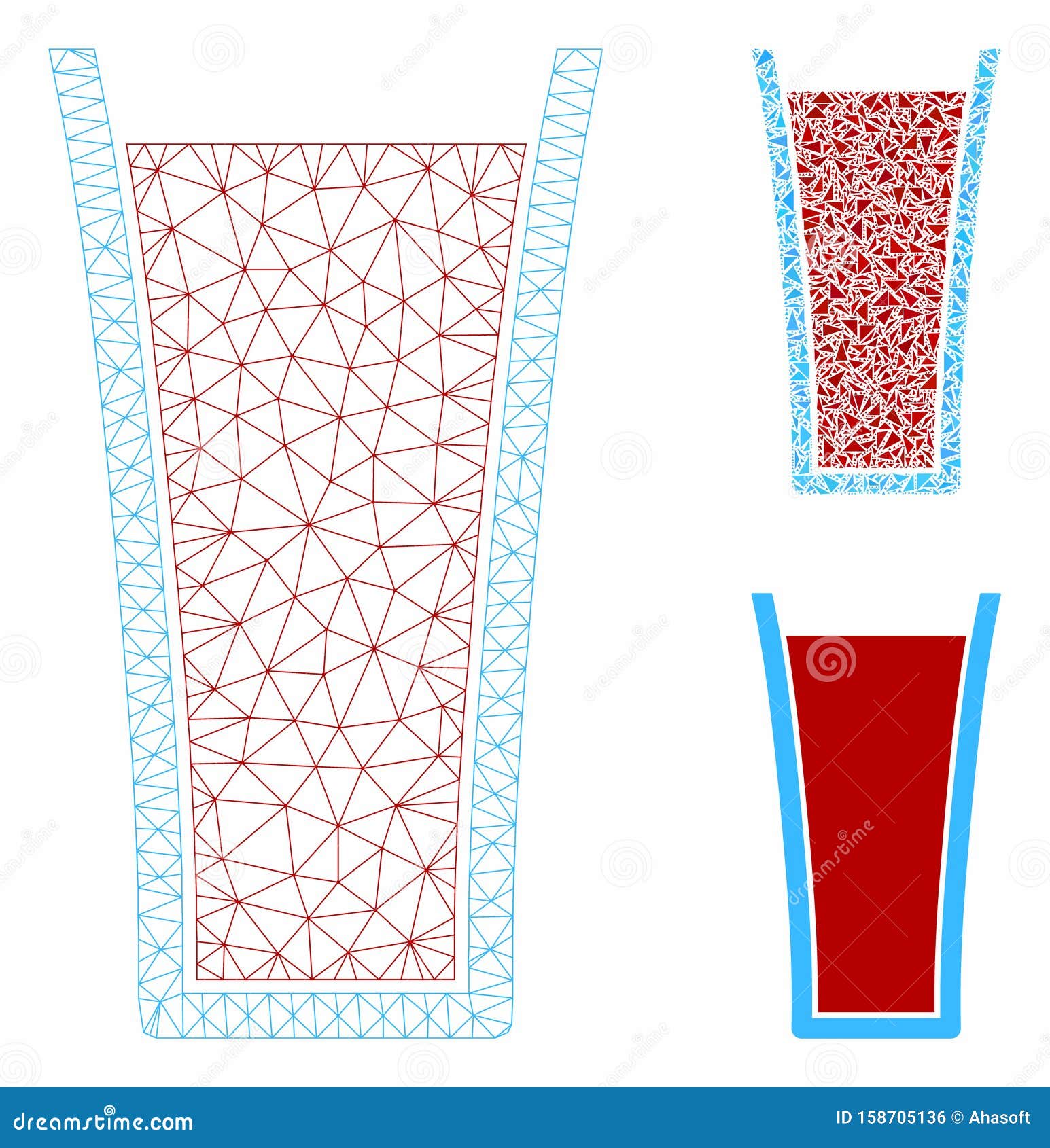 Vector De Vidrio De Jugo De Tomate Modelo 2D De Malla E Icono De ...