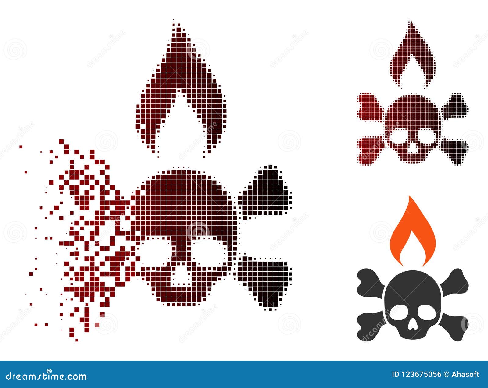 Destructed Pixel Halftone Death Ignition Icon Stock Vector ...