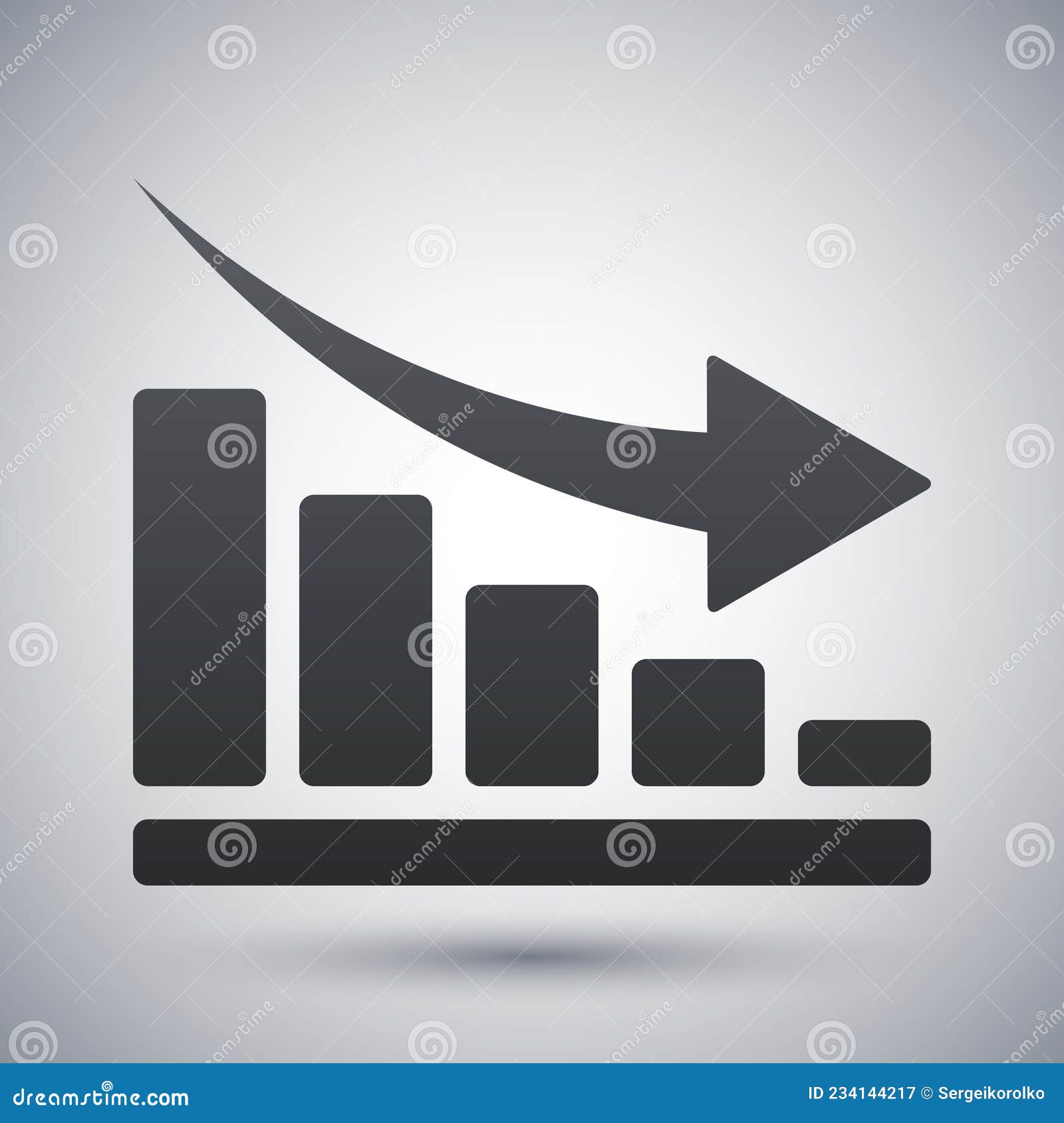 Declining Graph With Earth. Vector. Stained Glass Icon On White ...
