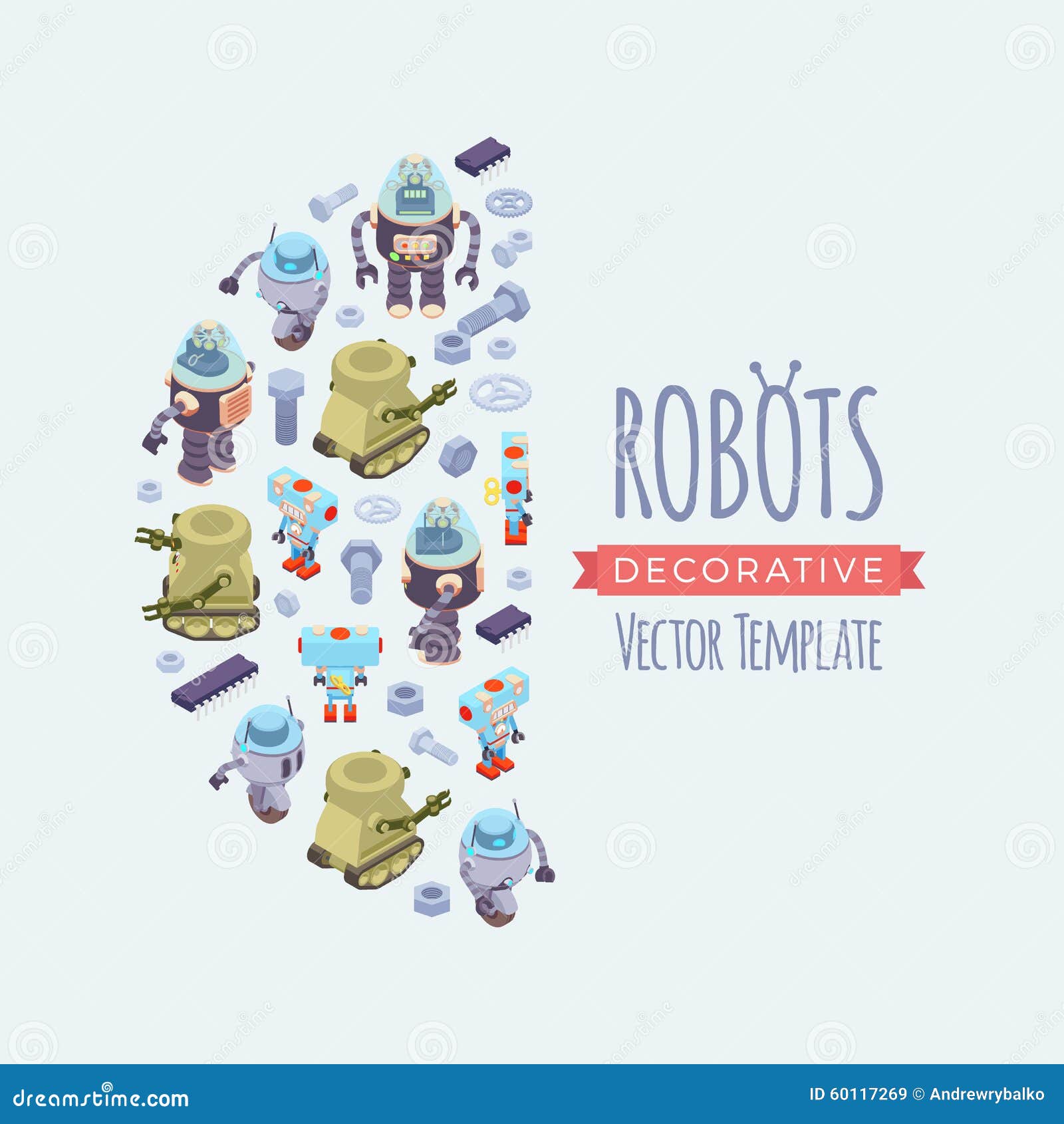 Vector Decorating Design Made of Robots Stock Vector - Illustration of ...
