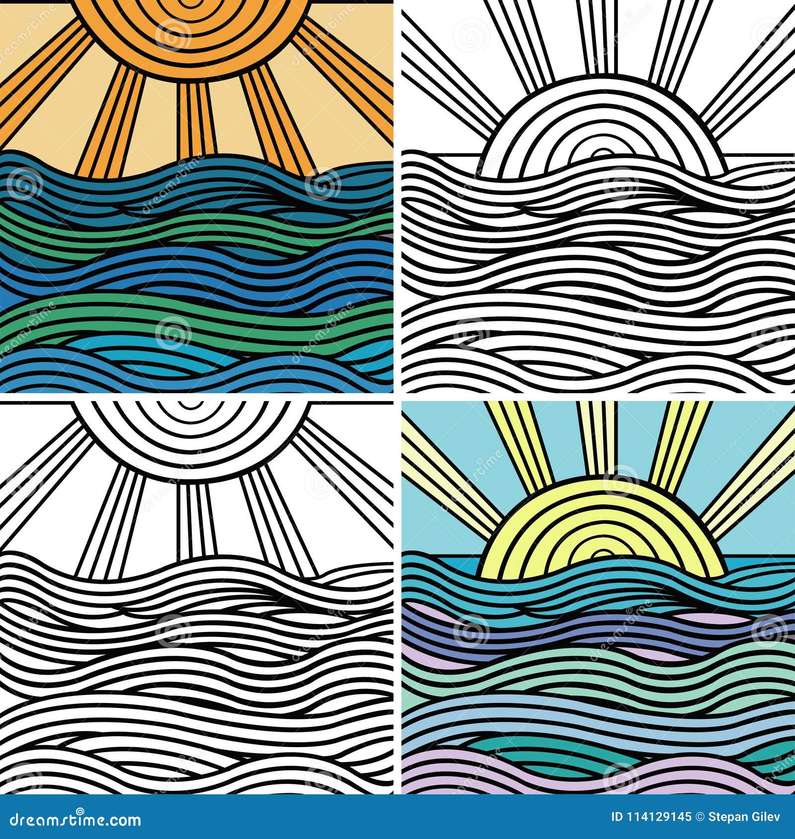 Abstract Wave and Sun Background Stock Vector - Illustration of ...
