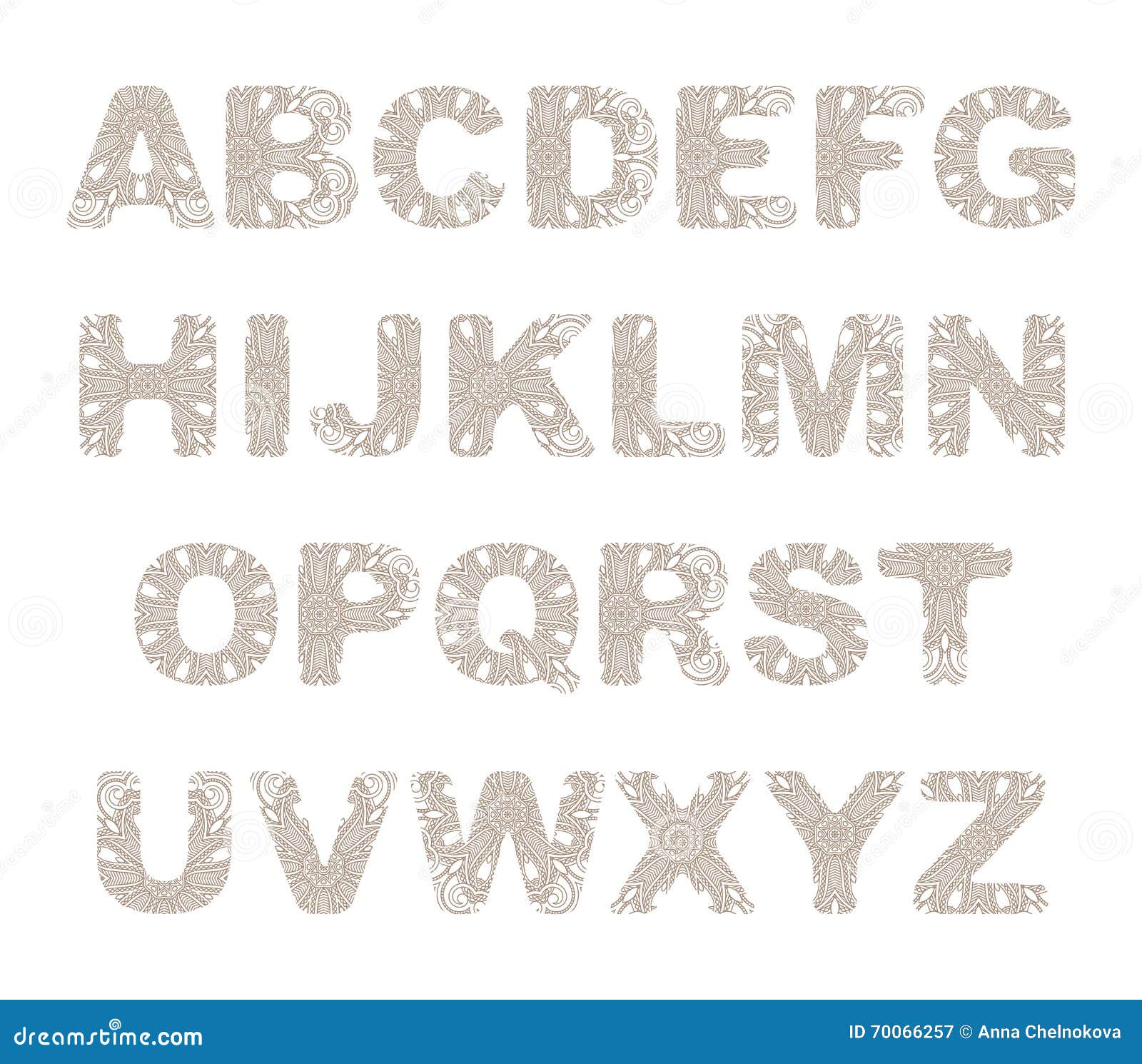 Vector Decorative Alphabet. Stock Vector - Illustration of print, font ...