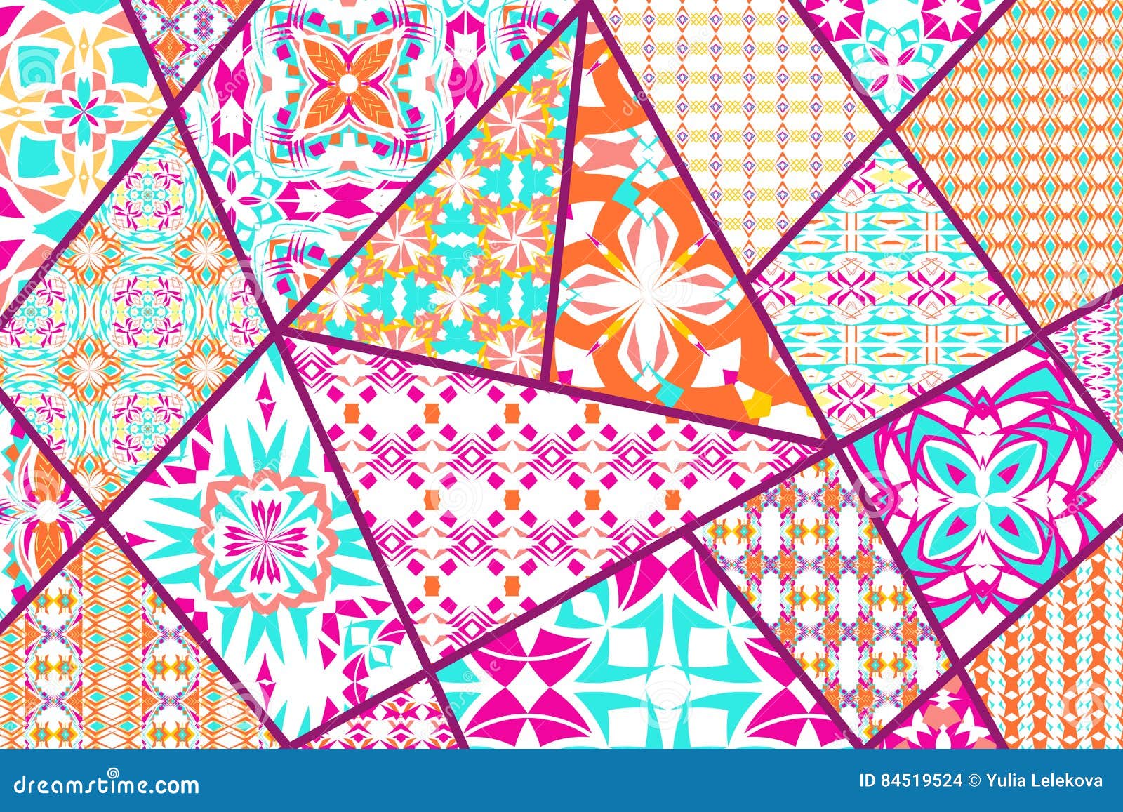 Vector Decorative Background. Mosaic Patchwork Pattern for Design and Fashion Stock Vector ...