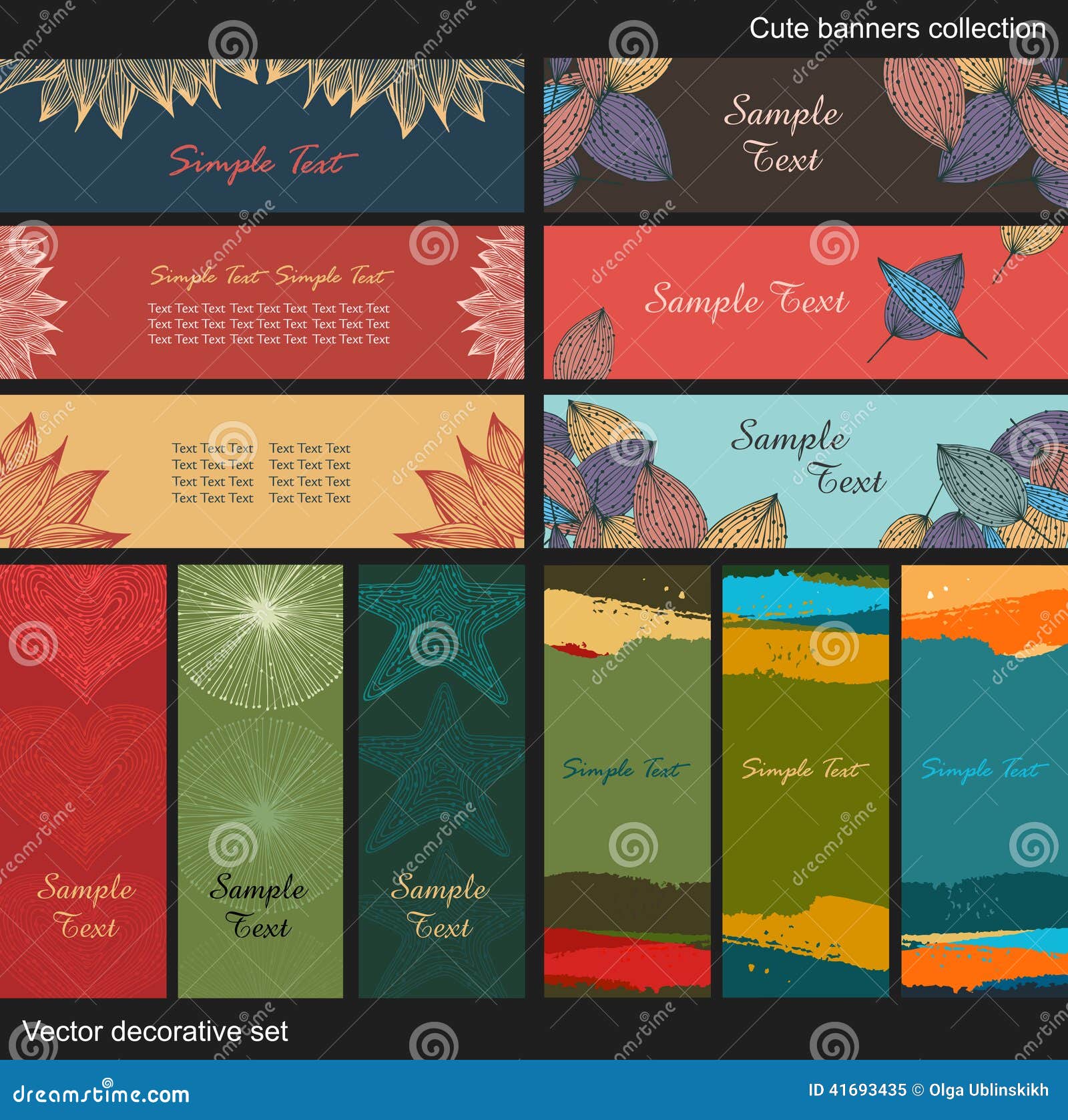 Vector Decorative Banners. Collection of Cute Backgrounds Stock Vector ...