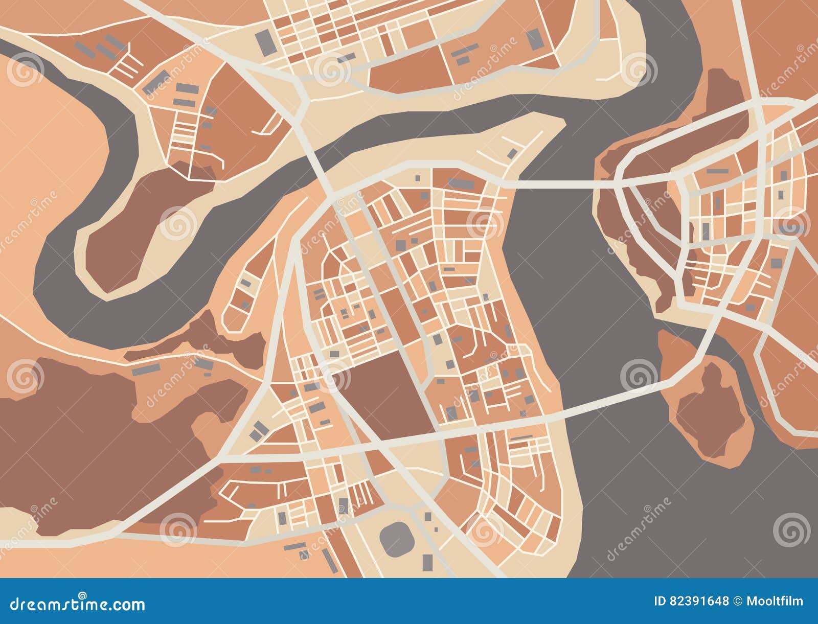 Vector decorative city map stock vector. Illustration of flat - 82391648