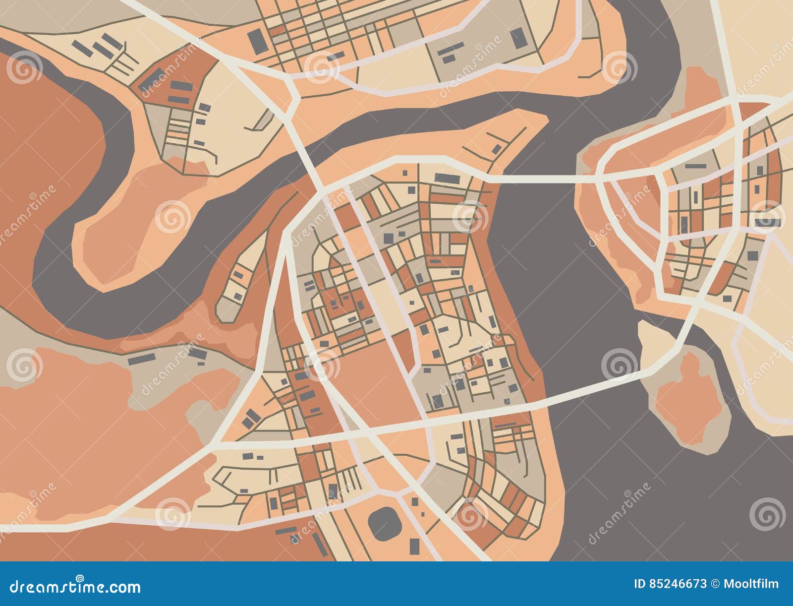 Vector decorative city map stock vector. Illustration of cartography ...
