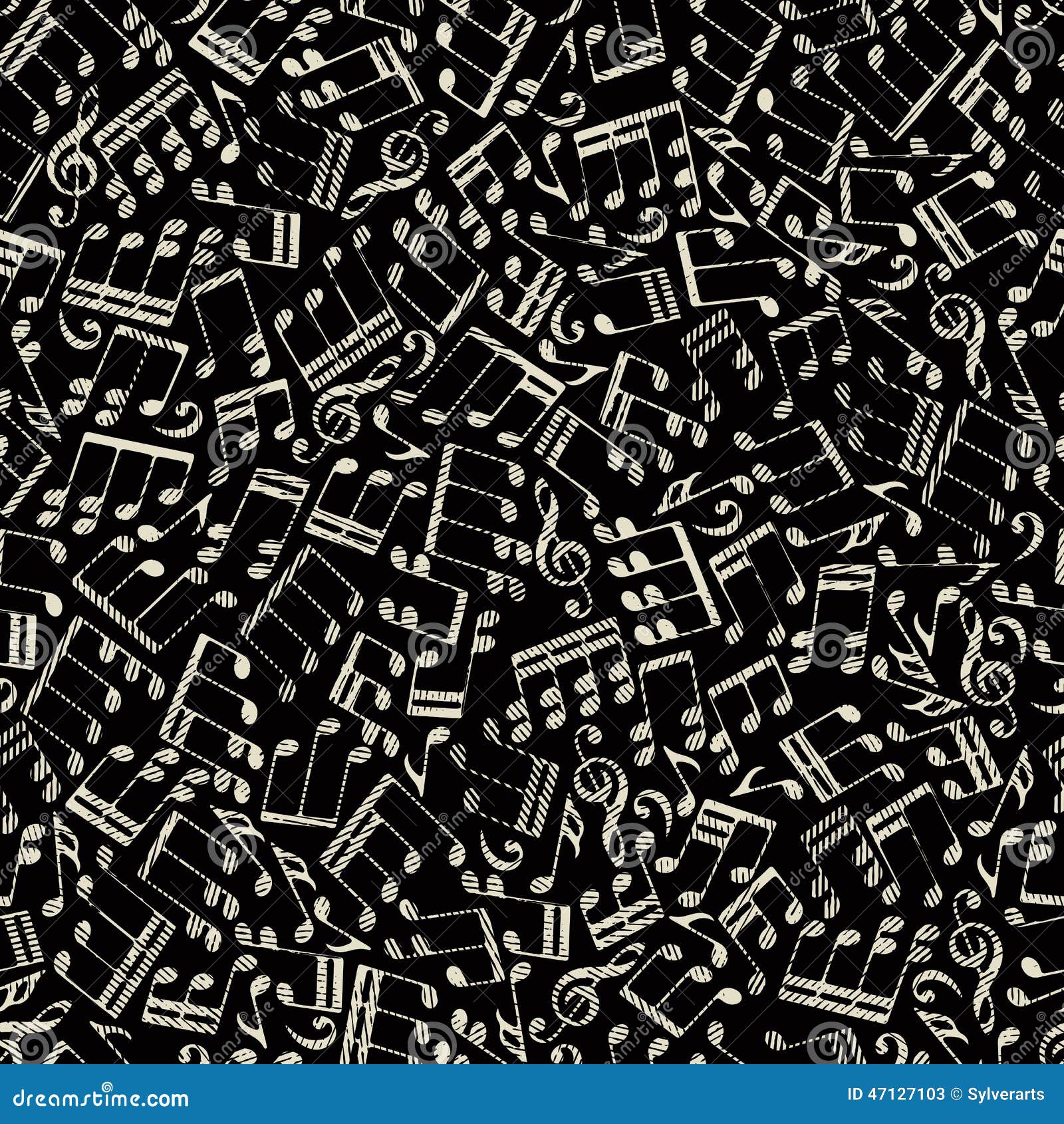 Vector Decorative Contrast Seamless Pattern, White Striped Music Stock ...