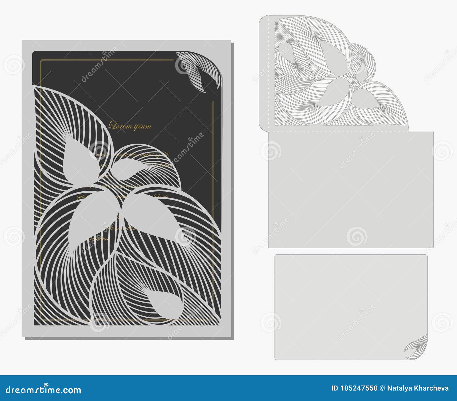 Vector Decorative Envelope and Postcard for Laser Cutting. Silhouette ...