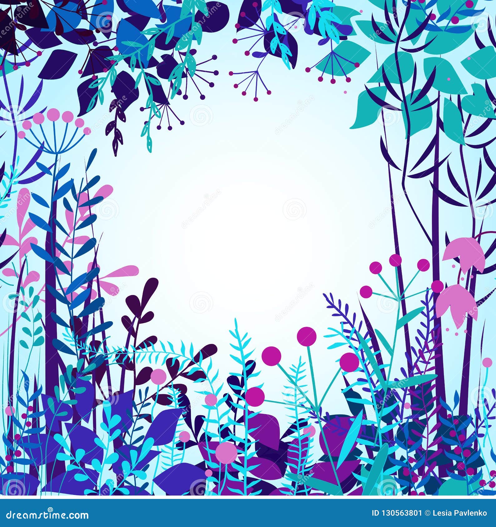 Vector Decorative Floral Frame with Forest Elements. Stock Vector ...