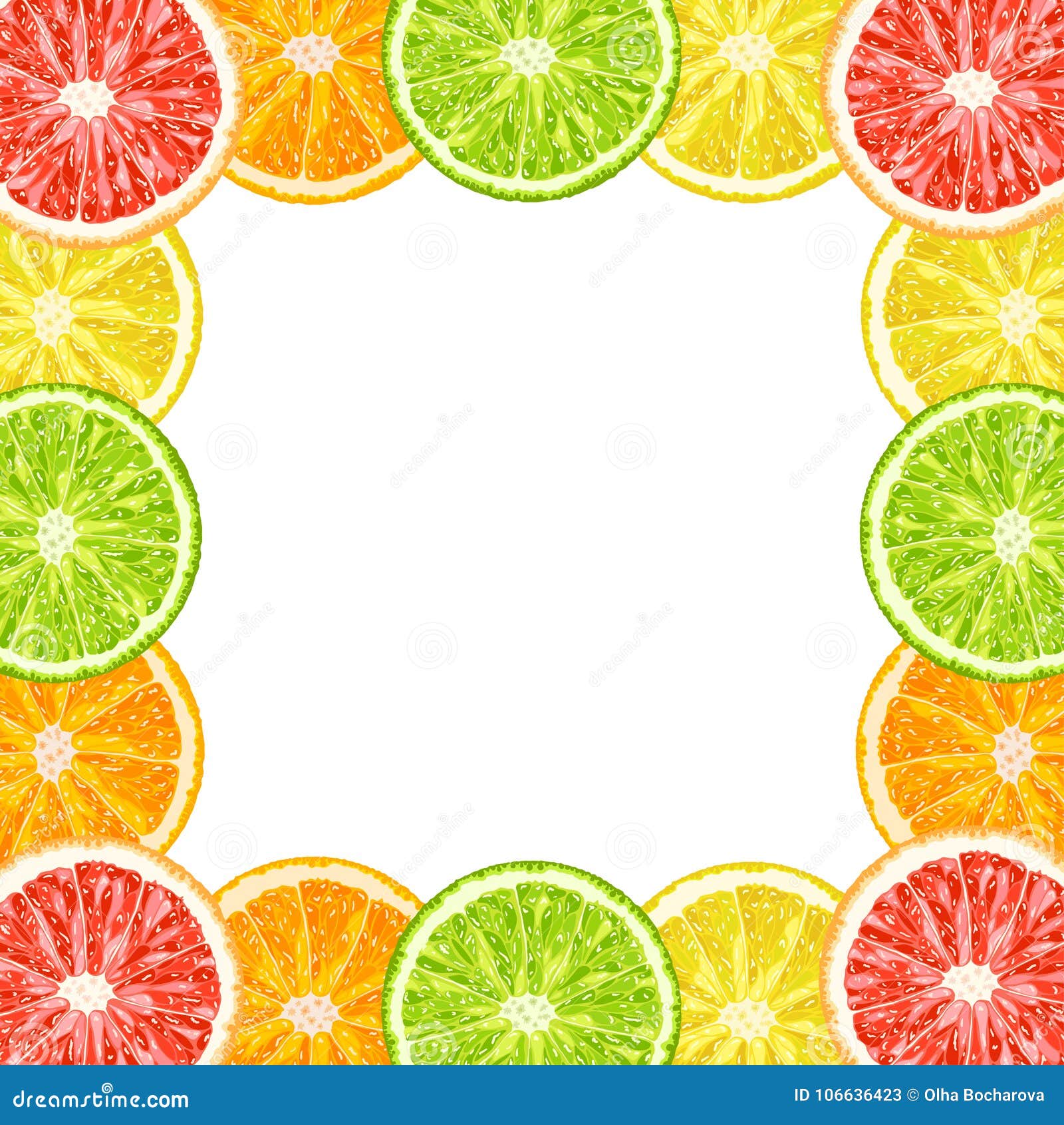 Vector Decorative Frame from Citrus Slices - Lime, Grapefruit Stock ...