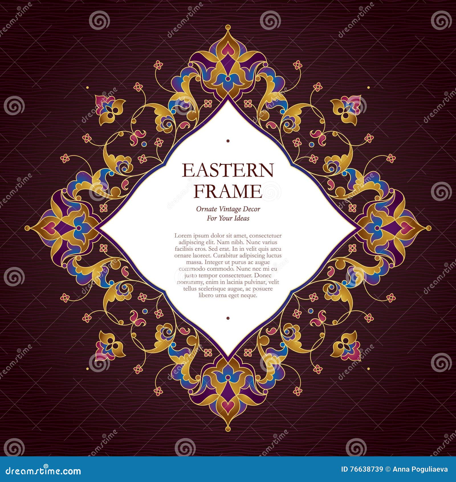 Vector Decorative Frame in Eastern Style. Stock Vector - Illustration ...