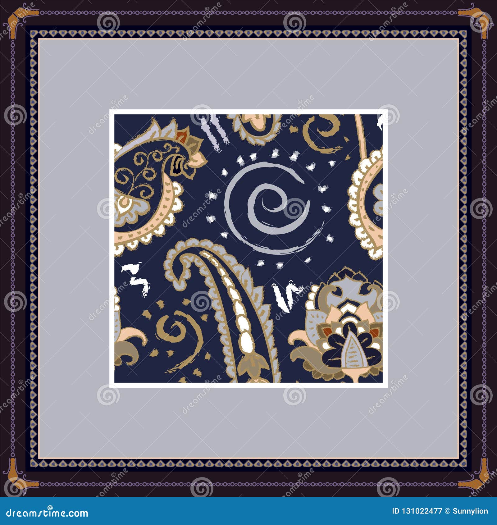 Vector Decorative Frame with Pattern. Color Print in Frame. for Shawl ...