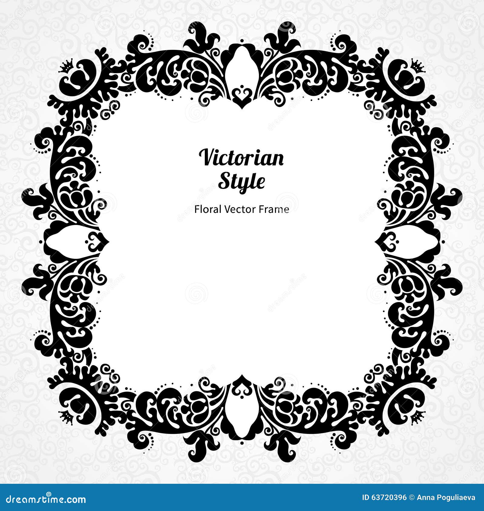 Vector Decorative Frame in Victorian Style. Stock Vector - Illustration ...