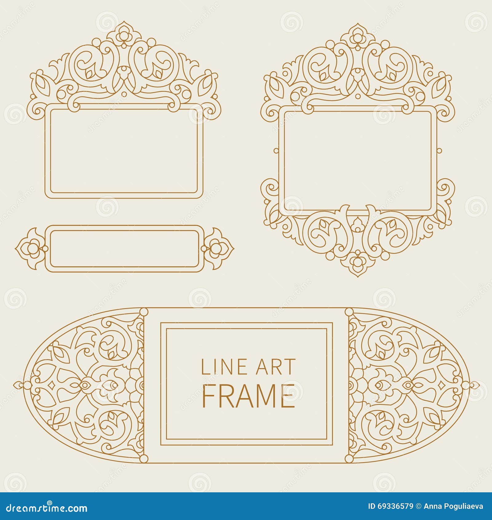 Vector Decorative Frames in Eastern Style. Stock Vector - Illustration ...