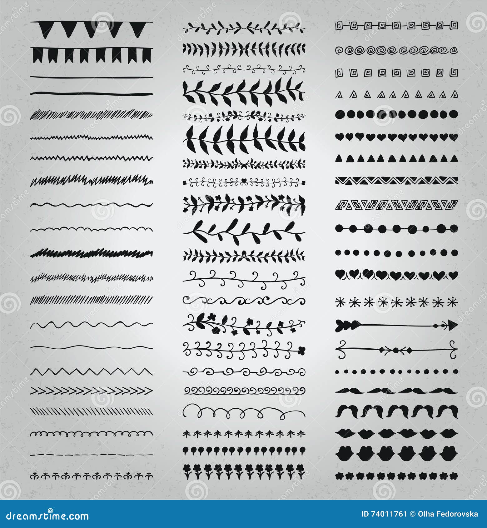 Vector Decorative Hand Drawn Dividers, Line Borders Stock Vector ...