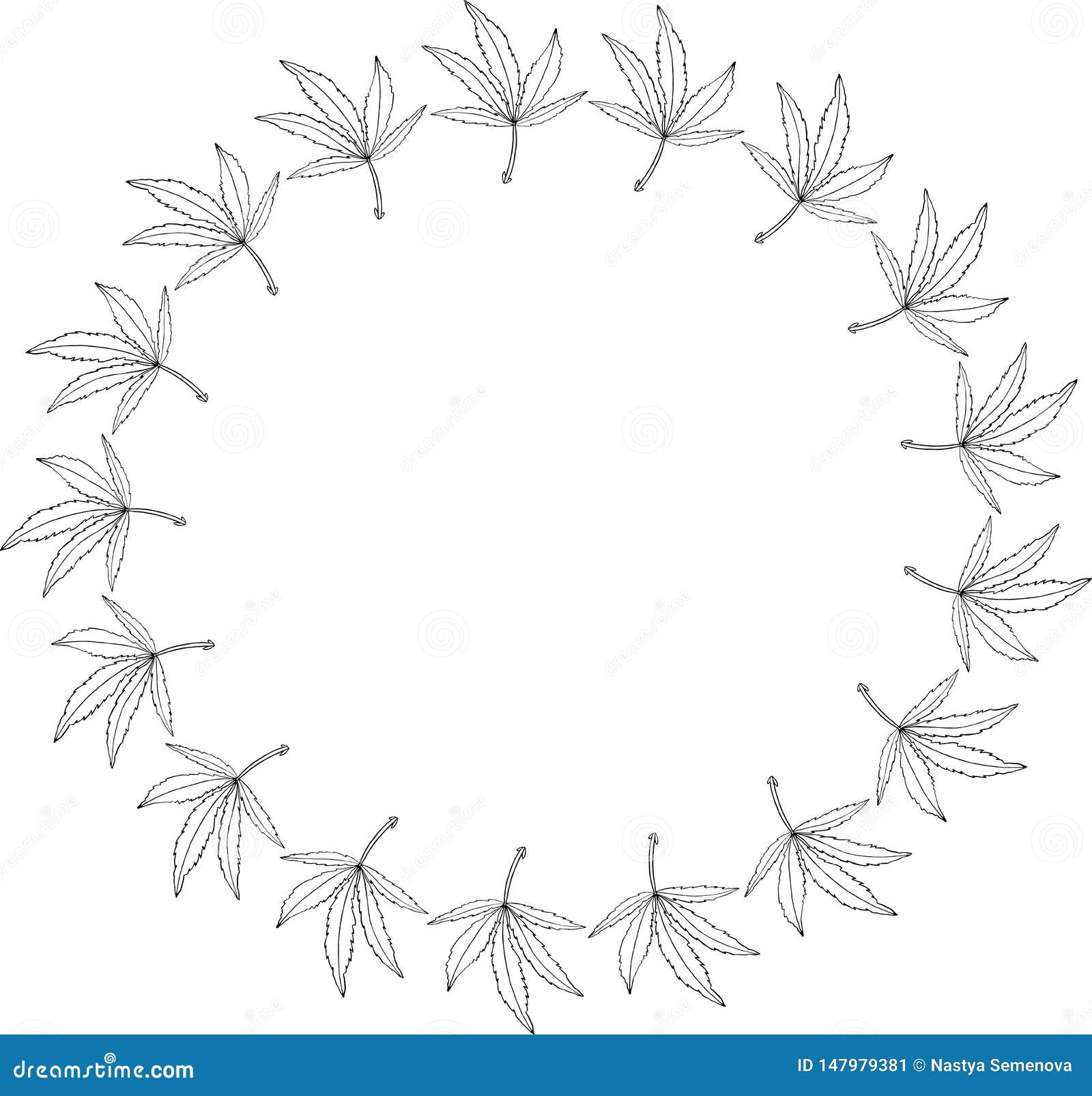 Vector Decorative Leave of Big Hemp in Round Frame Stock Vector ...
