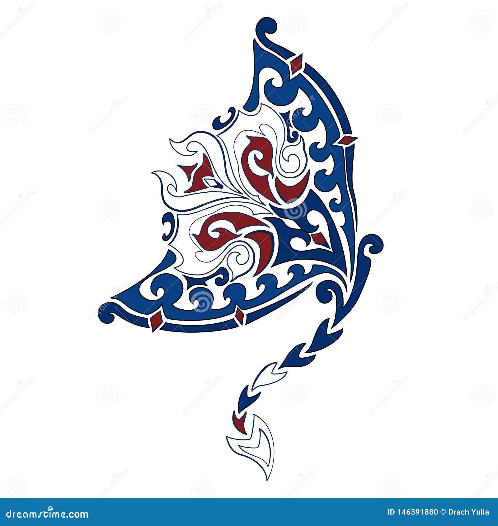 Vector Decorative Image of the Manta Ray in the Style of the Hawaiian ...