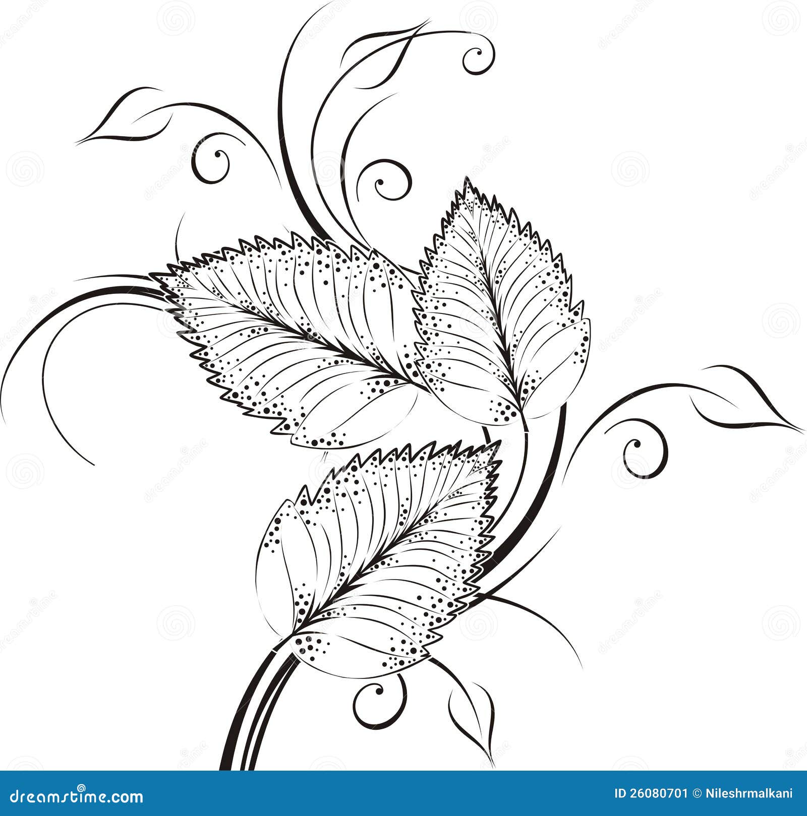 Vector decorative leaves stock vector. Illustration of swirl - 26080701