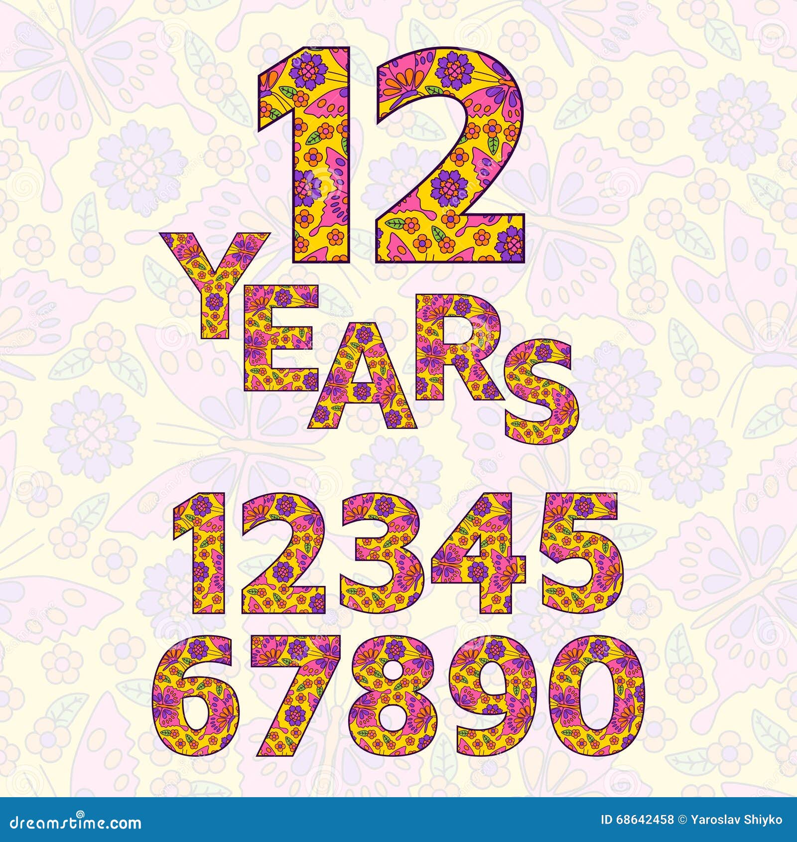 Vector Decorative Lettering and Numbers Set Stock Vector - Illustration ...