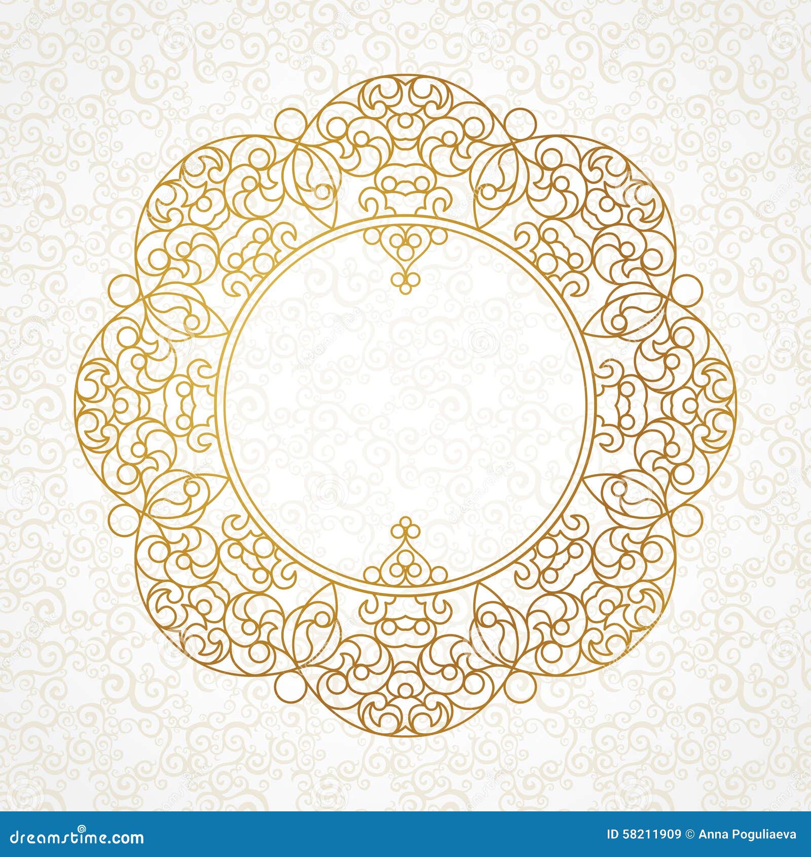 Vector Decorative Line Art Frame in Eastern Style. Stock Vector ...