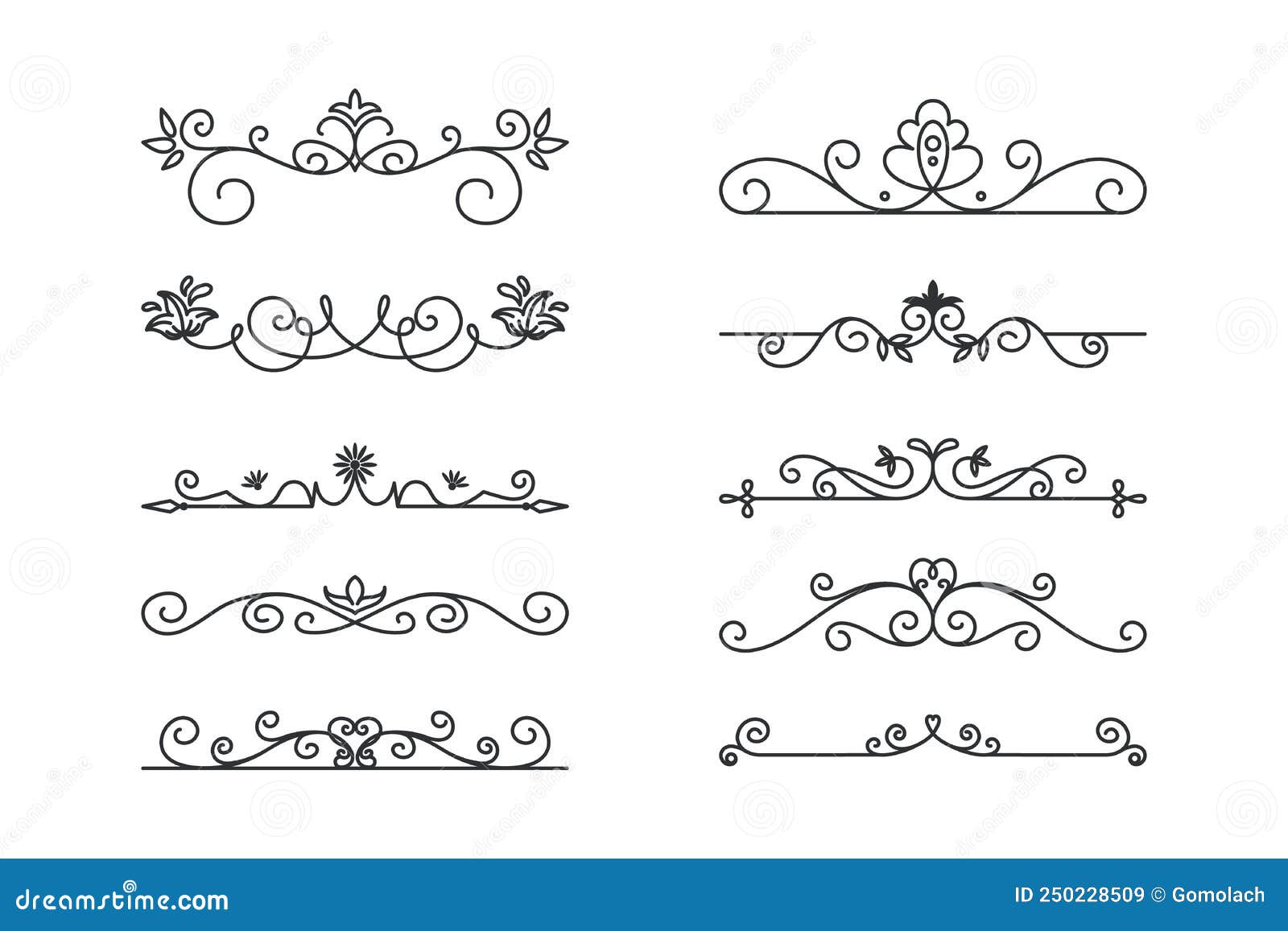 Vector Decorative Linear Borders Set. Vintage Frame Design Elements ...