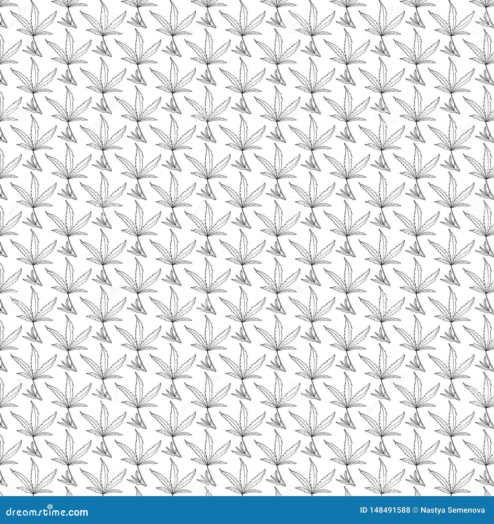 Vector Decorative Pattern of Hemp with Leaves Stock Photo - Image of ...