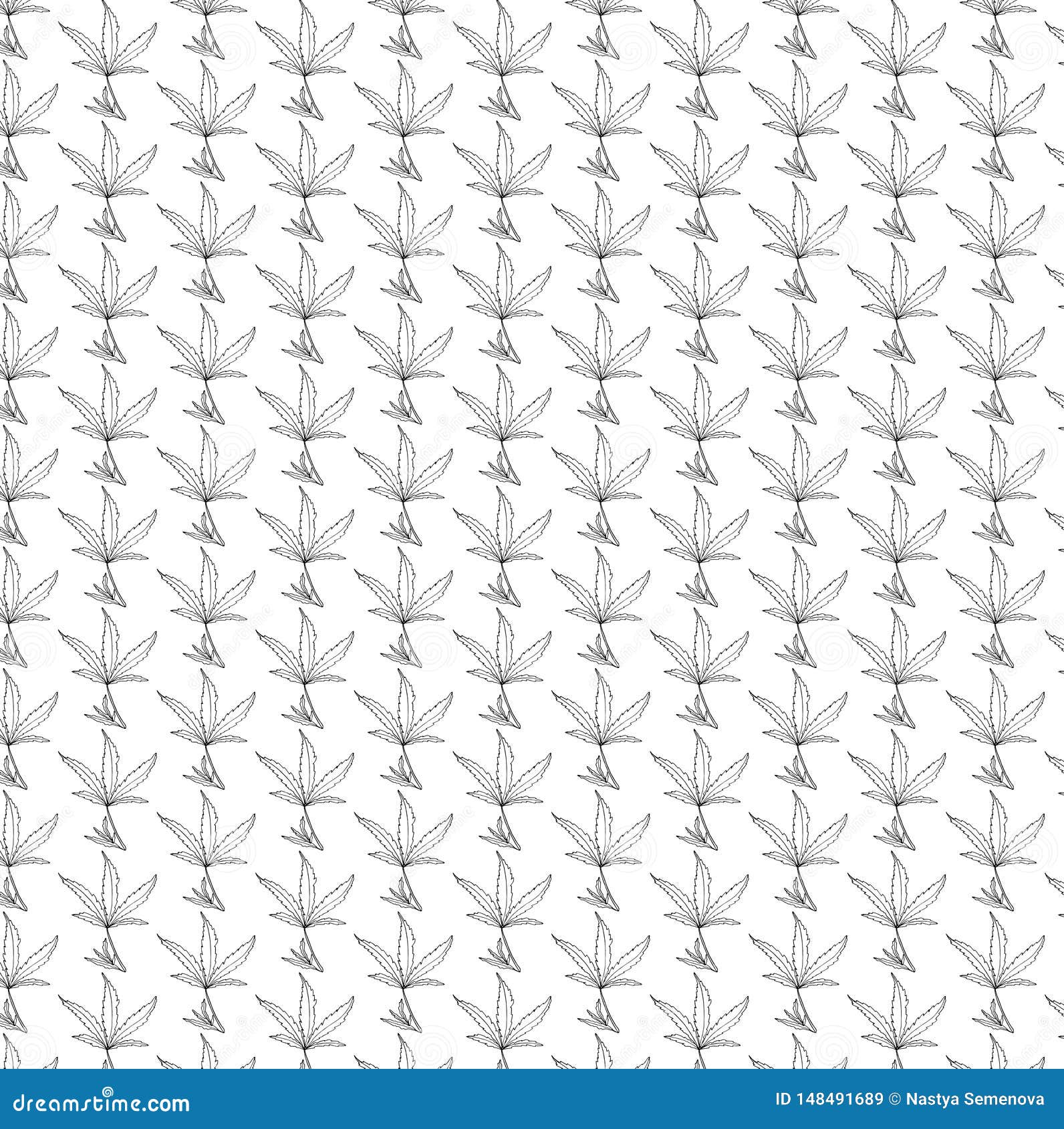 Vector Decorative Pattern of Hemp with Leaves Stock Vector ...